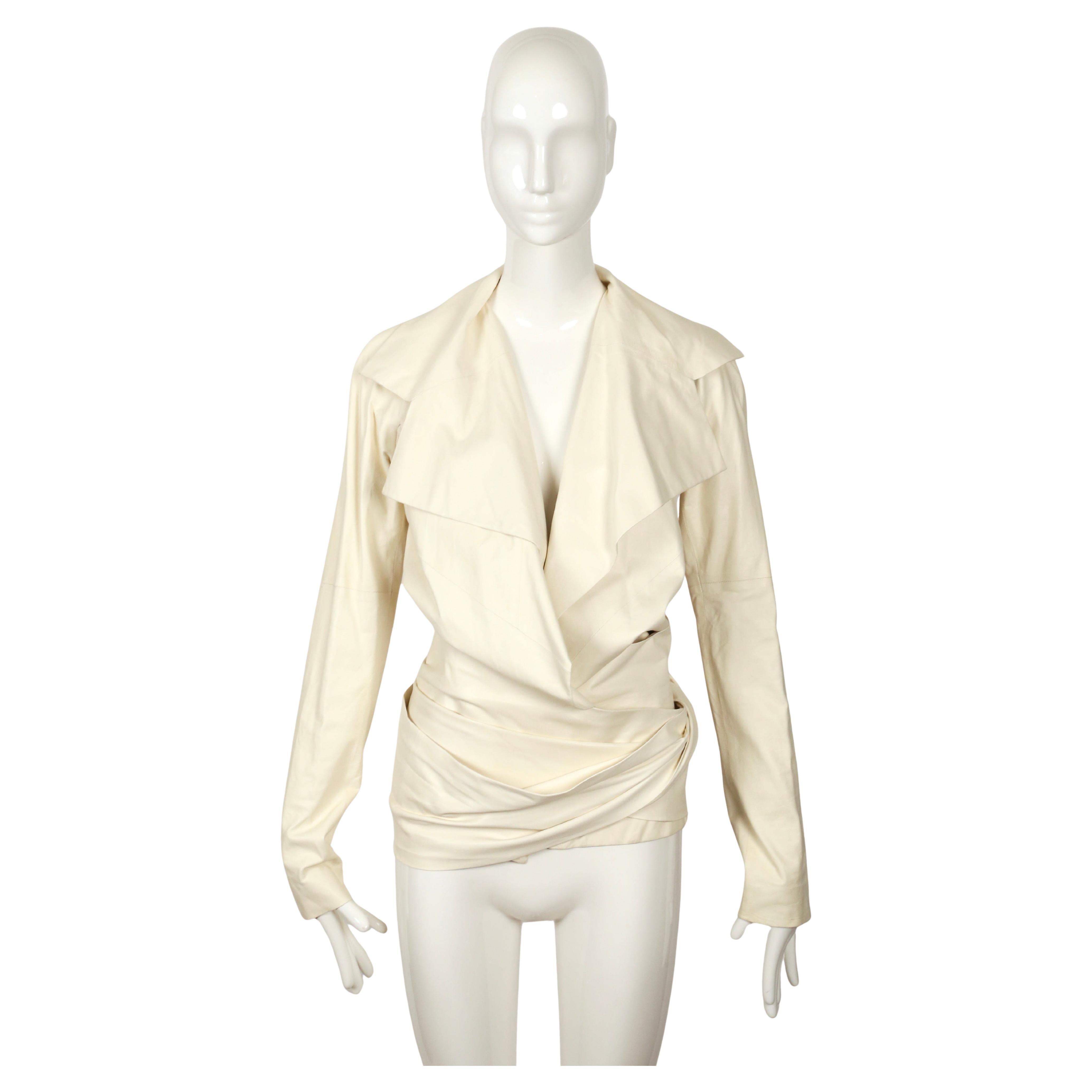1986 AZZEDINE ALAIA cropped ecru linen RUNWAY jacket For Sale at 1stDibs