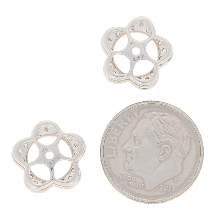 .33 Carat Round Diamond Earring Enhancers 14 Karat Gold Floral Halo ...