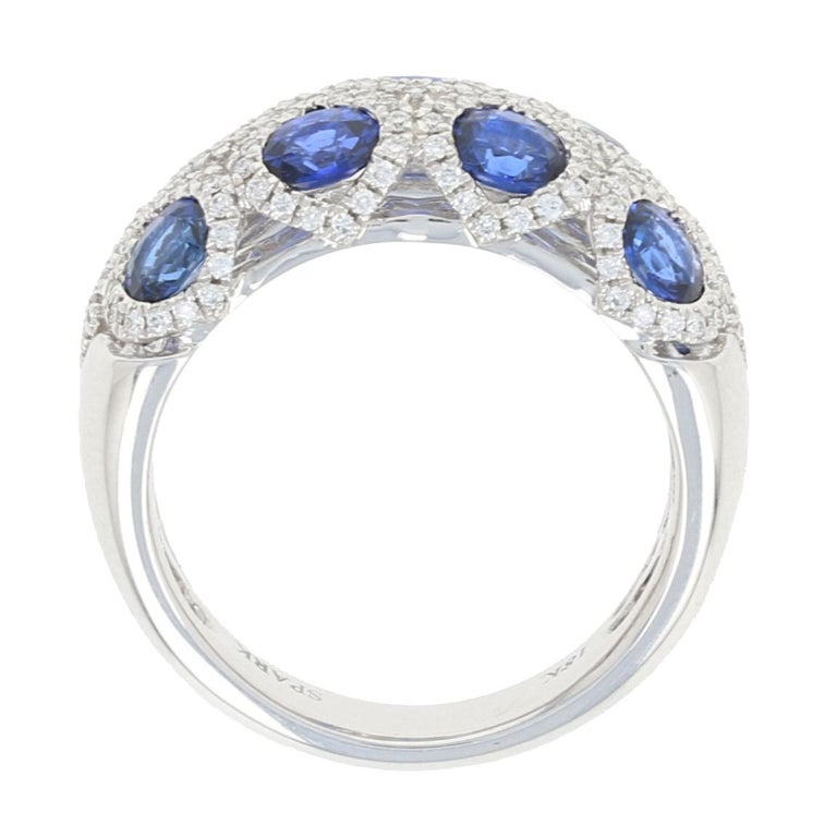 3.48 Carat Oval Sapphire and Diamond Spark Ring, 18 Karat Gold For Sale ...