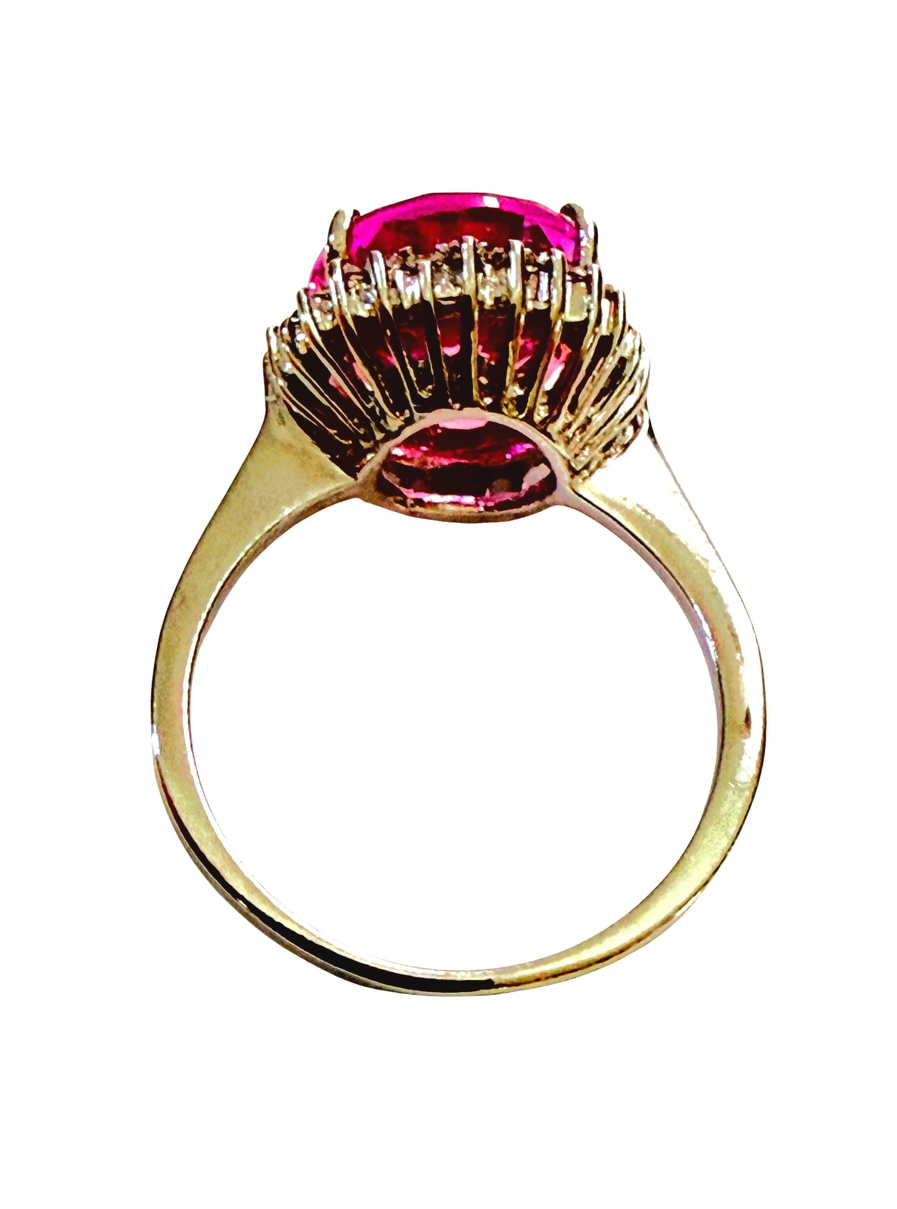 New 5.5 Carat Platinum Pink Tourmaline and White Sapphire Sterling Ring ...