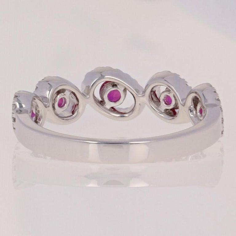 .63 Carat Round Brilliant Ruby and Diamond Ring, 14 Karat Gold Five ...