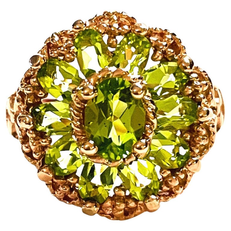 New AAA Apple Green Peridot Rose Gold Plated Sterling Ring at 1stDibs
