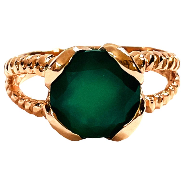 New AAA Green Aventurine Sterling Silver Solitaire Ring For Sale at 1stDibs
