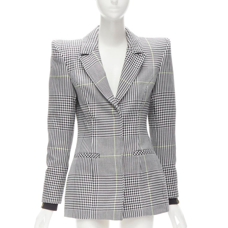 new ADIDAS IVY PARK padded shoulder black houndstooth Power blazer XS ...