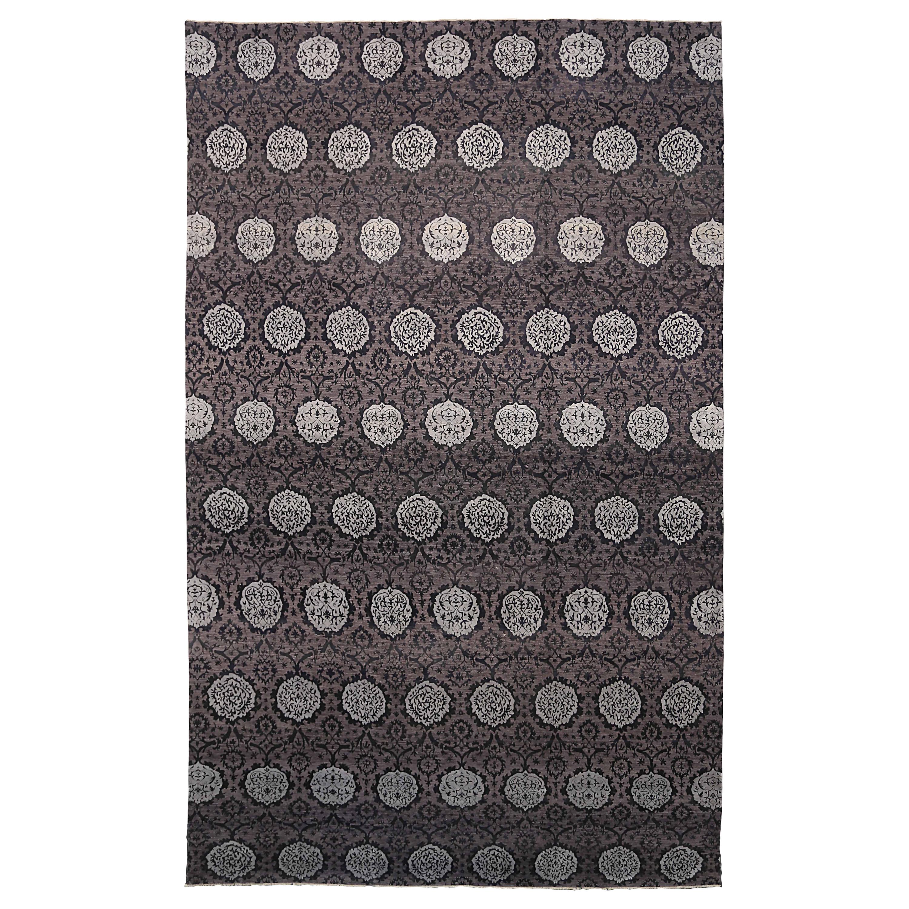 New Transitional Area Rug with Suzani Design For Sale at 1stDibs