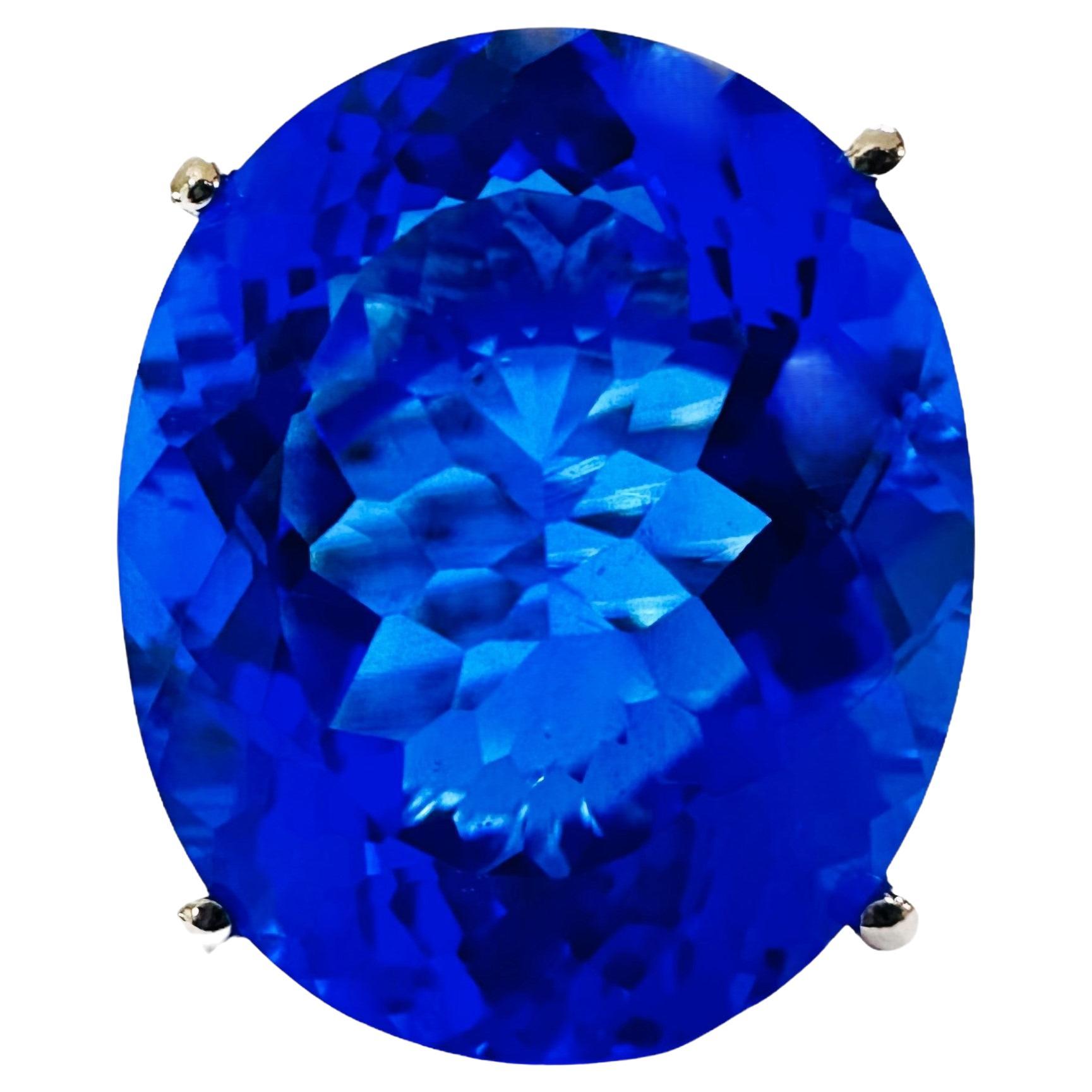 New African 18.20 Neon Blue Topaz and White Sapphire Sterling Ring Size ...