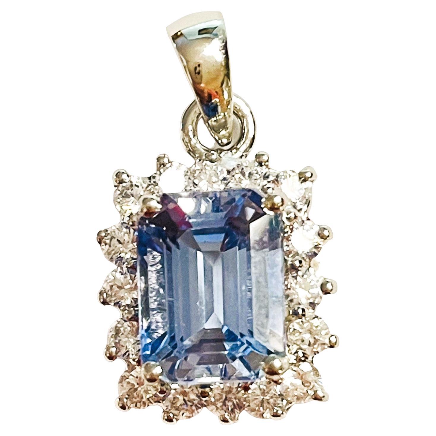 New African IF 5.50 Ct Kashmir Blue and White Sapphire Sterling Pendant ...