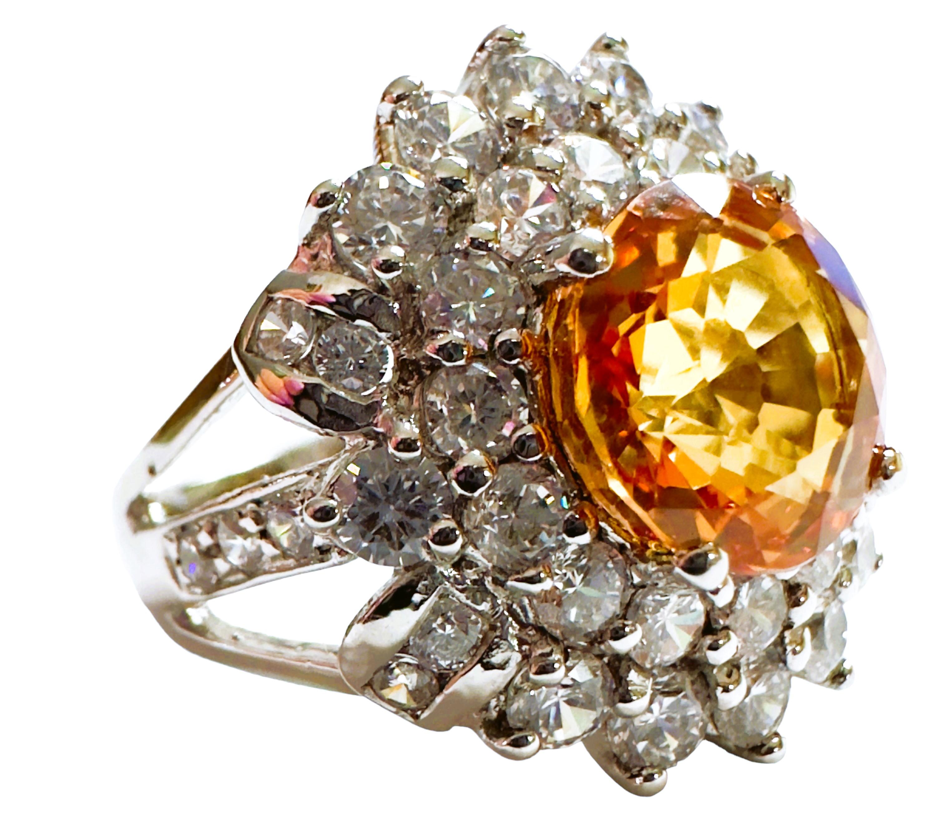 New African 5 ct IF Yellow Golden Sapphire and White Sapphire Sterling ...