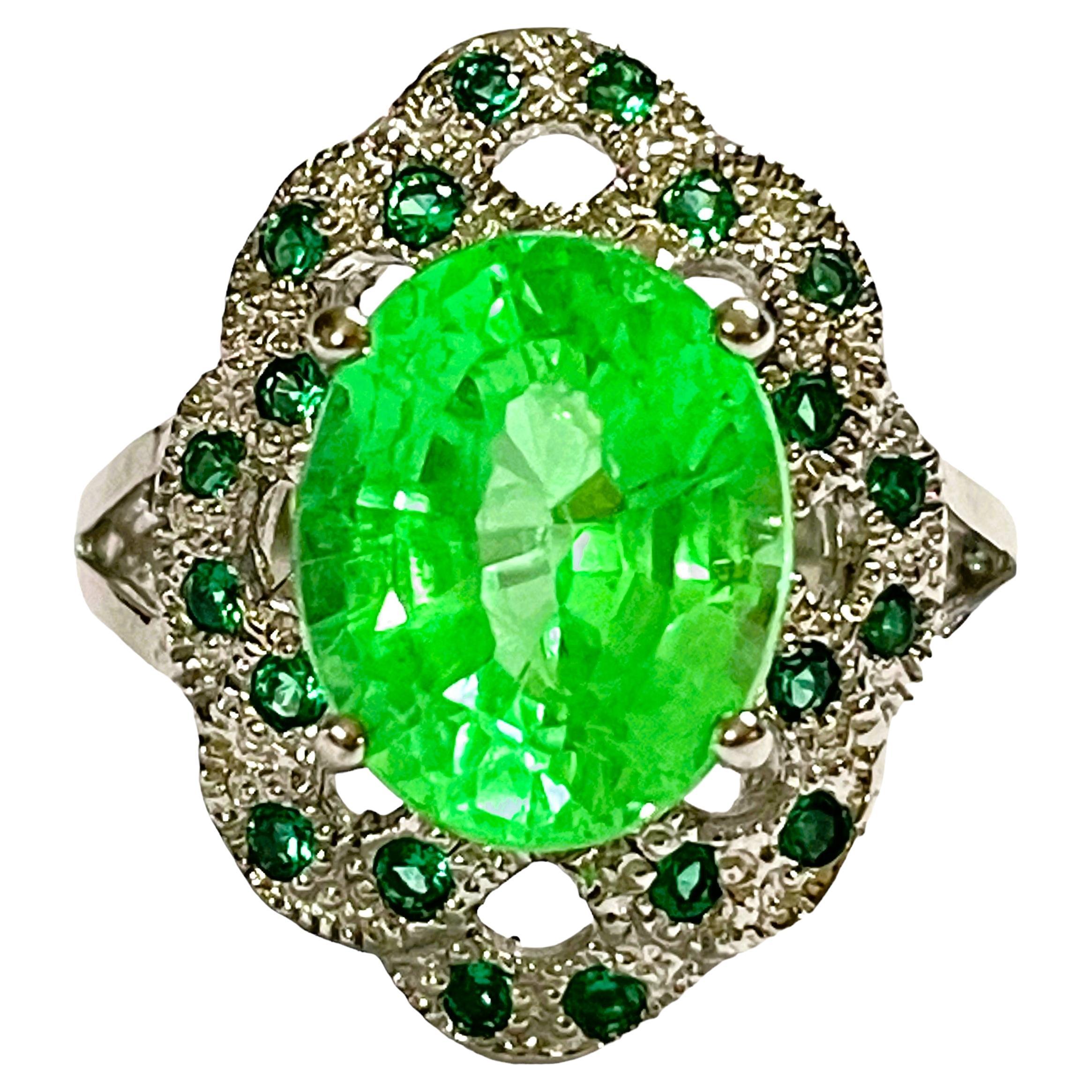 New African 11.9 Ct Emerald Green Garnet and Green Sapphire Sterling ...