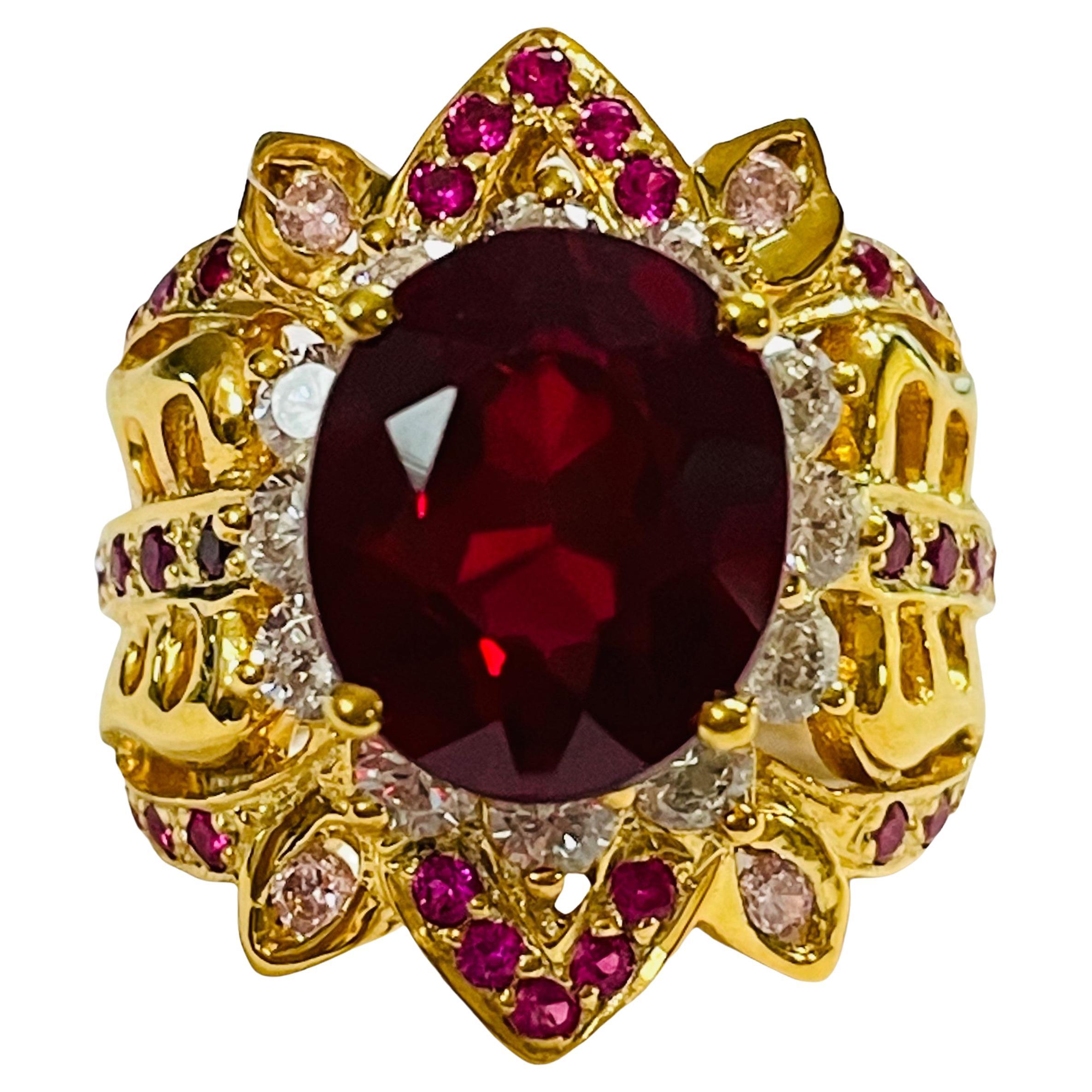 New African Purple Blue 6.10 Ct Yellow Gold Plated Sterling Ring For ...