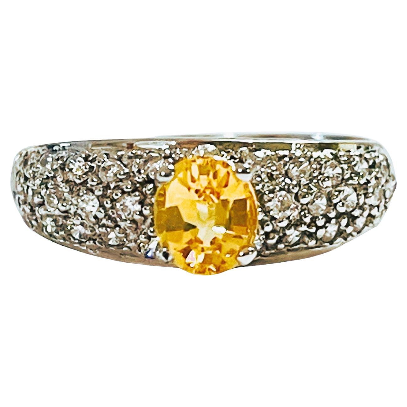 New African .75 Ct, Yellow Morganite and White Sapphire Sterling Ring ...