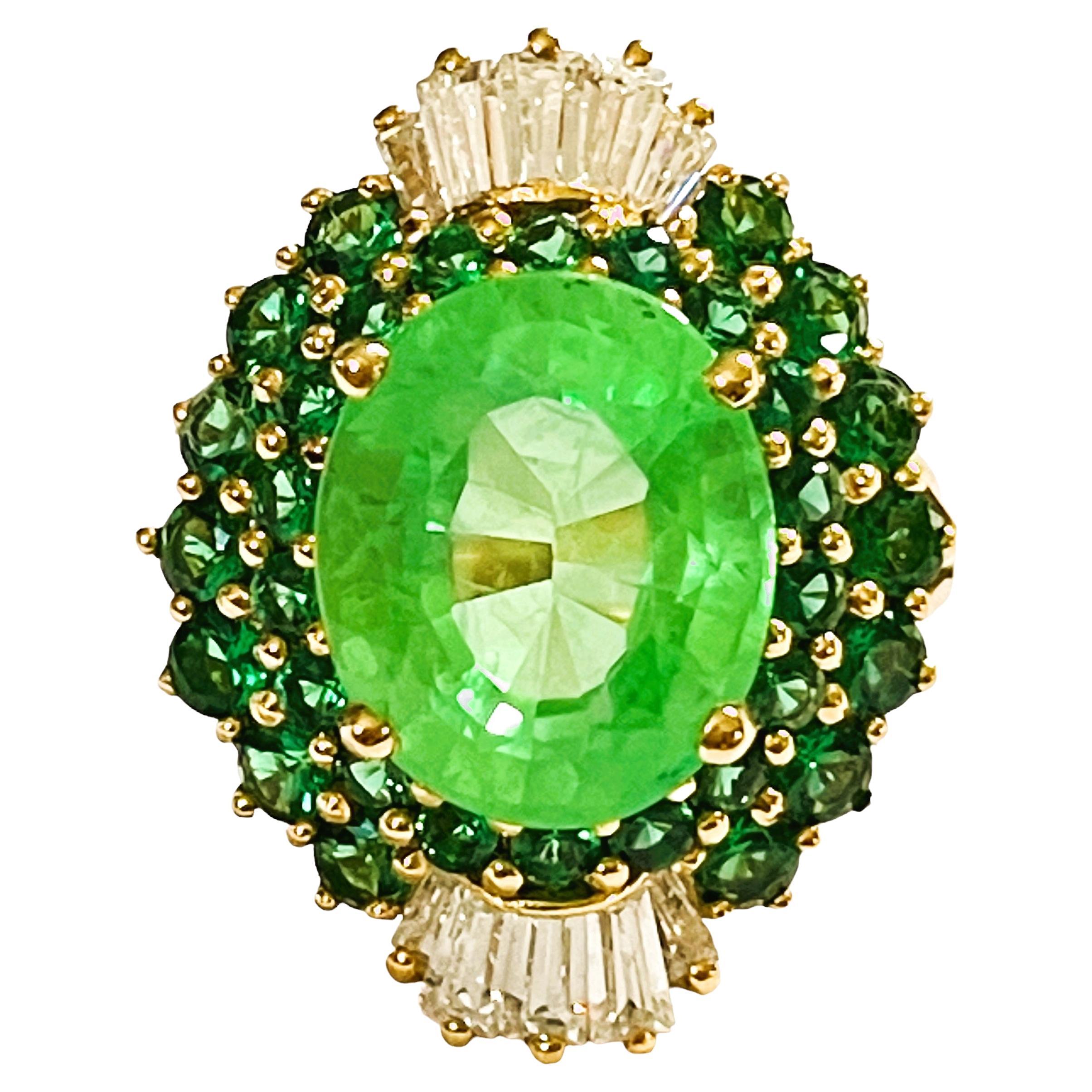 New African 7 Ct Emerald Green Garnet Sapphire and Tsavorite Sterling ...