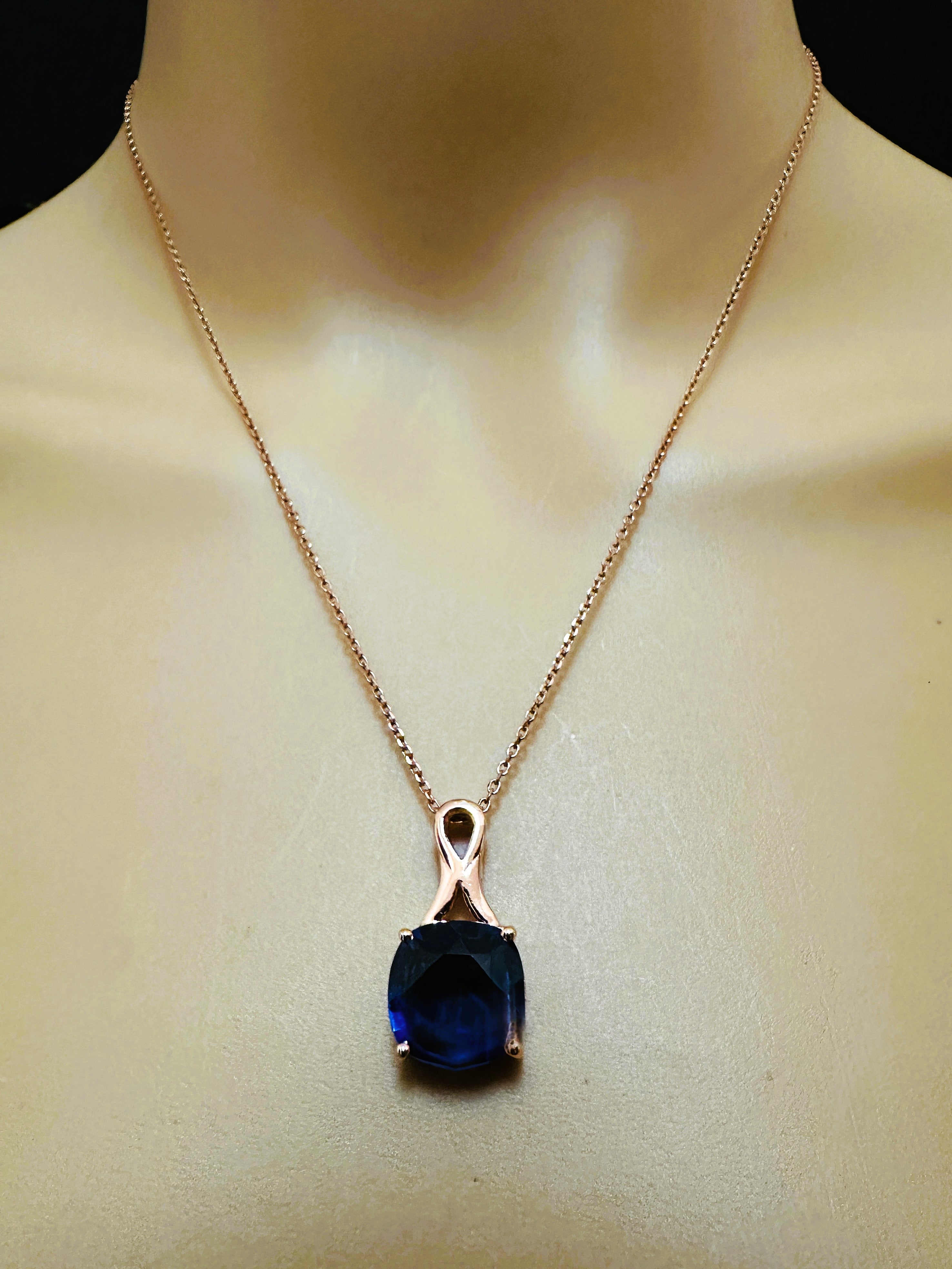New African 8.30 ct Deep Blue Sapphire Rose Gold Plated Sterling ...