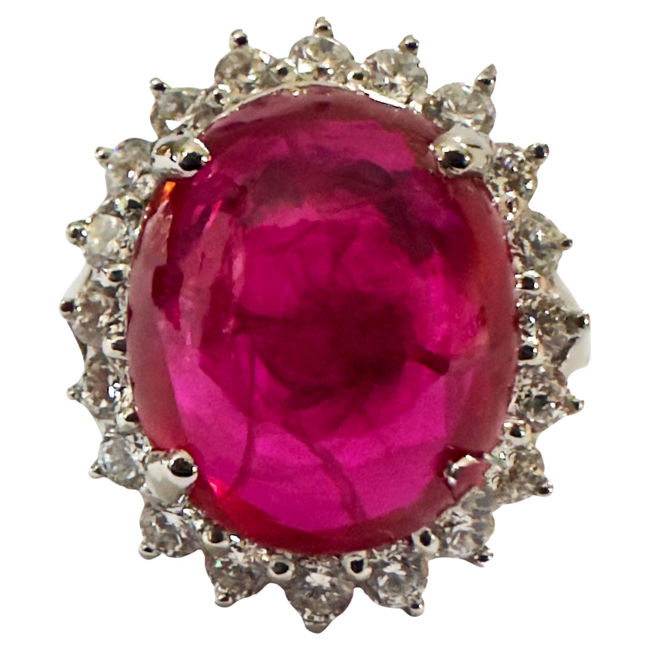 New African 8.30 Ct Intense Red Cabochon Sapphire Sterling Ring For ...