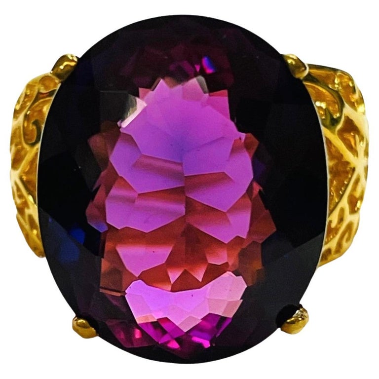 New African Color Changing Ametrine Gold Plated Sterling Ring at 1stDibs