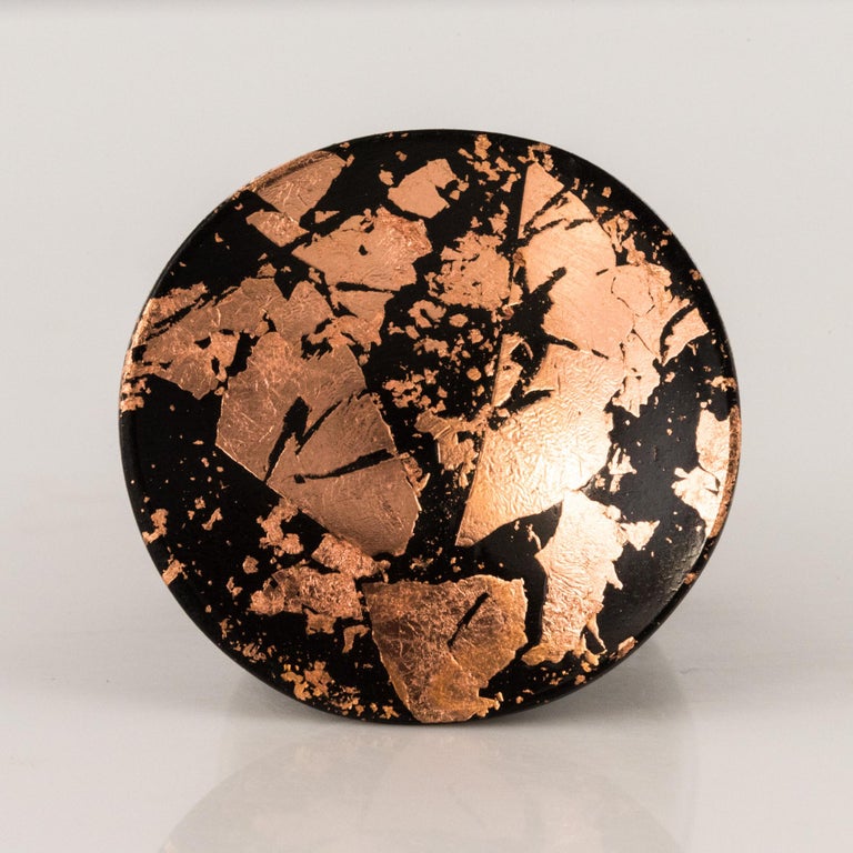 African Ebony Copper Leaf Round Ring at 1stDibs