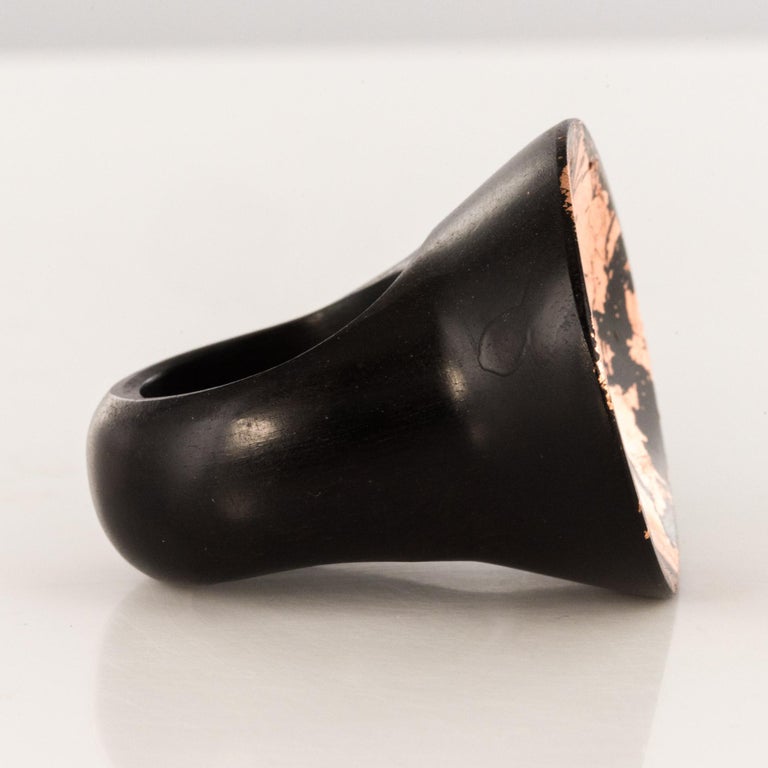African Ebony Copper Leaf Round Ring at 1stDibs