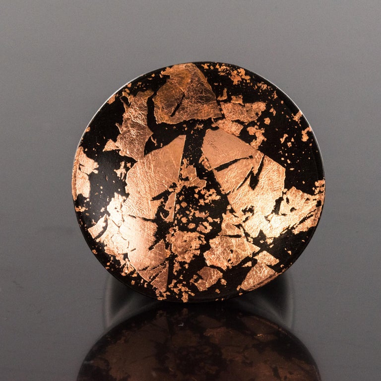African Ebony Copper Leaf Round Ring at 1stDibs