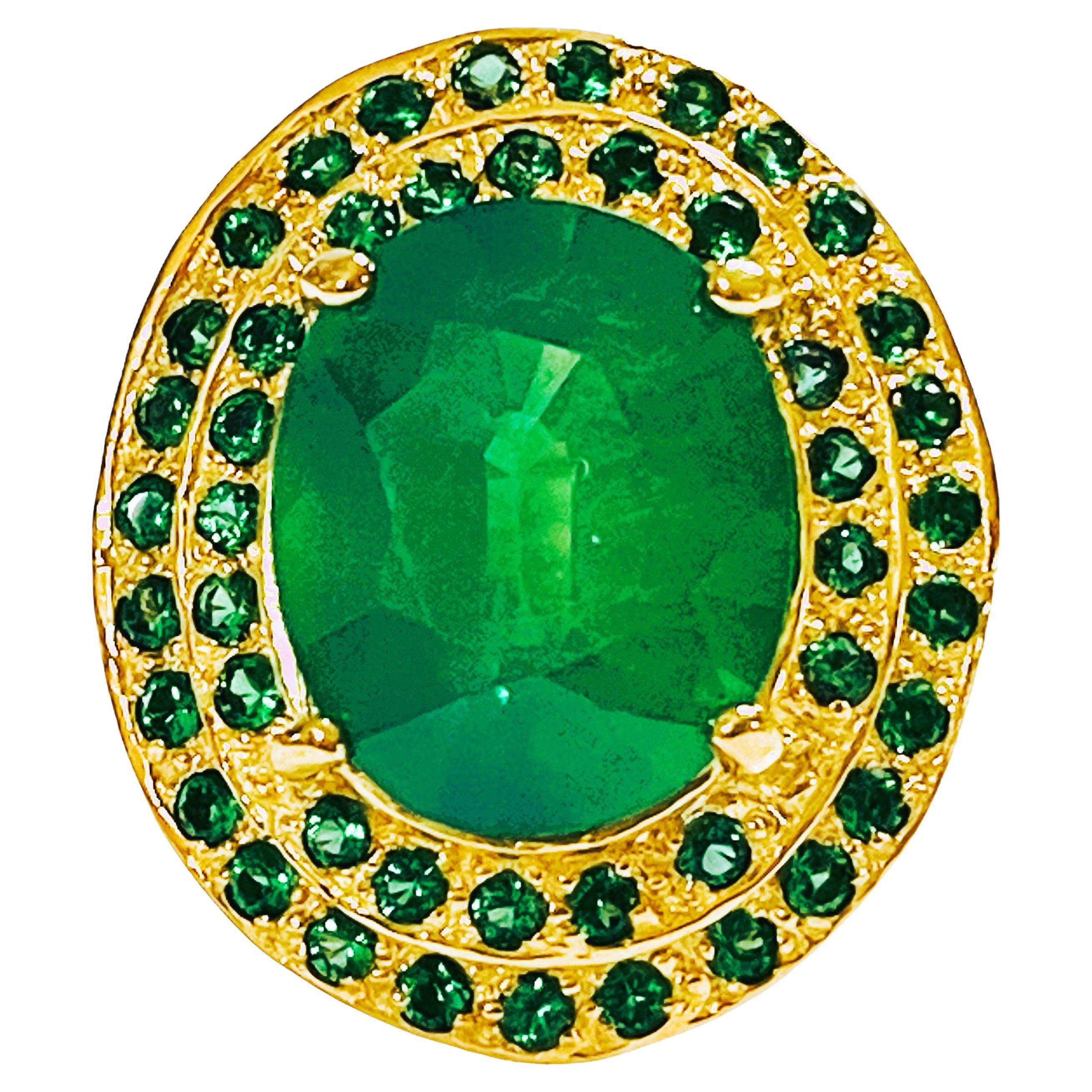 New African Emerald Green Garnet and Tsavorite YGold Plated Sterling ...