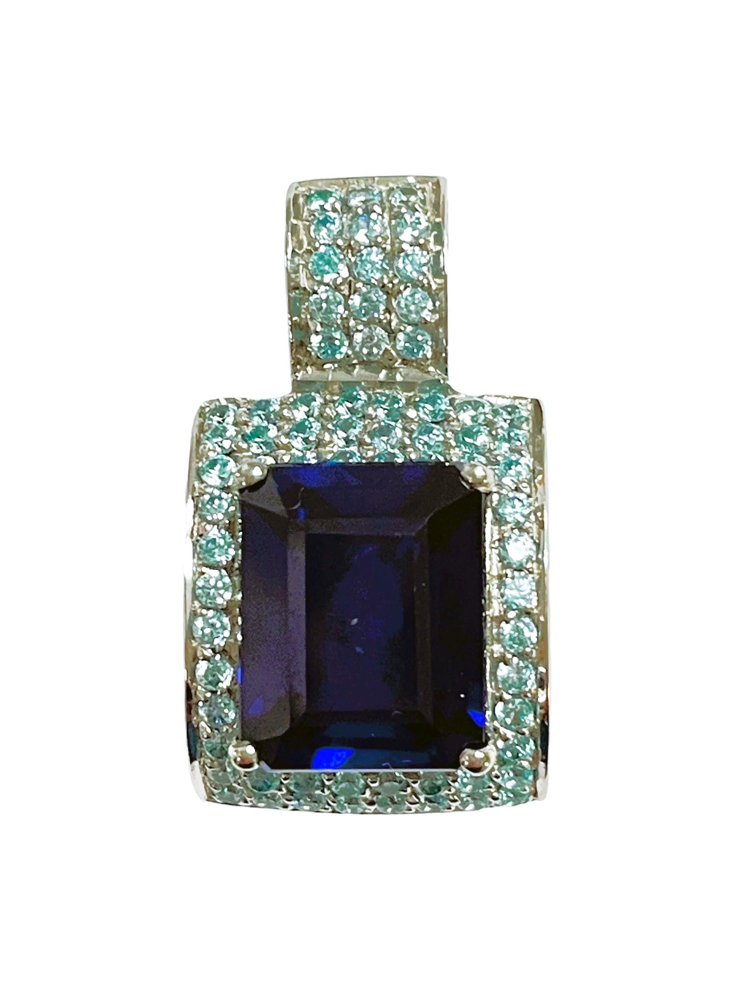New African If 10.7 Carat Deep Blue and Neon Blue Sapphire Sterling ...