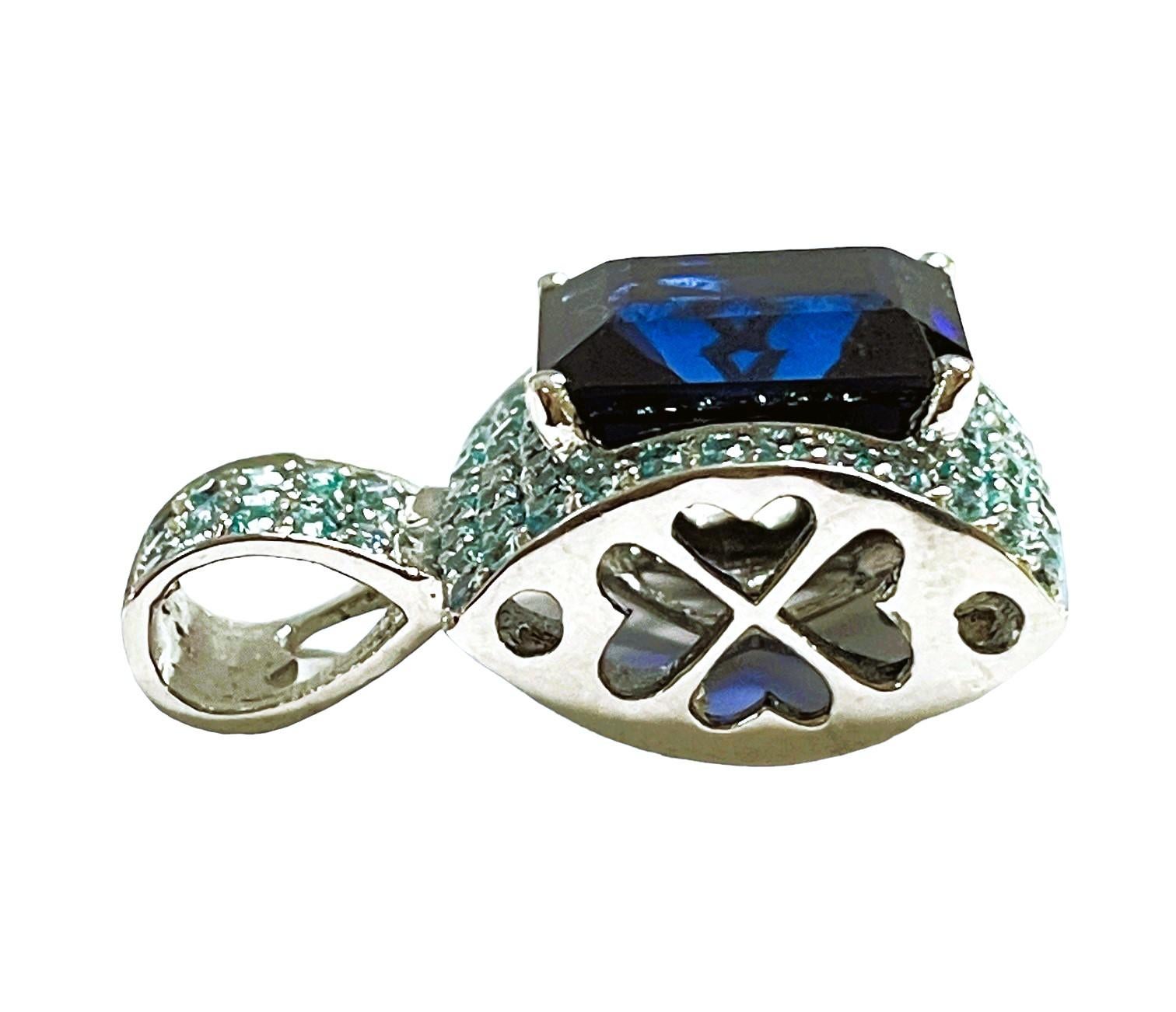 New African If 10.7 Carat Deep Blue and Neon Blue Sapphire Sterling ...