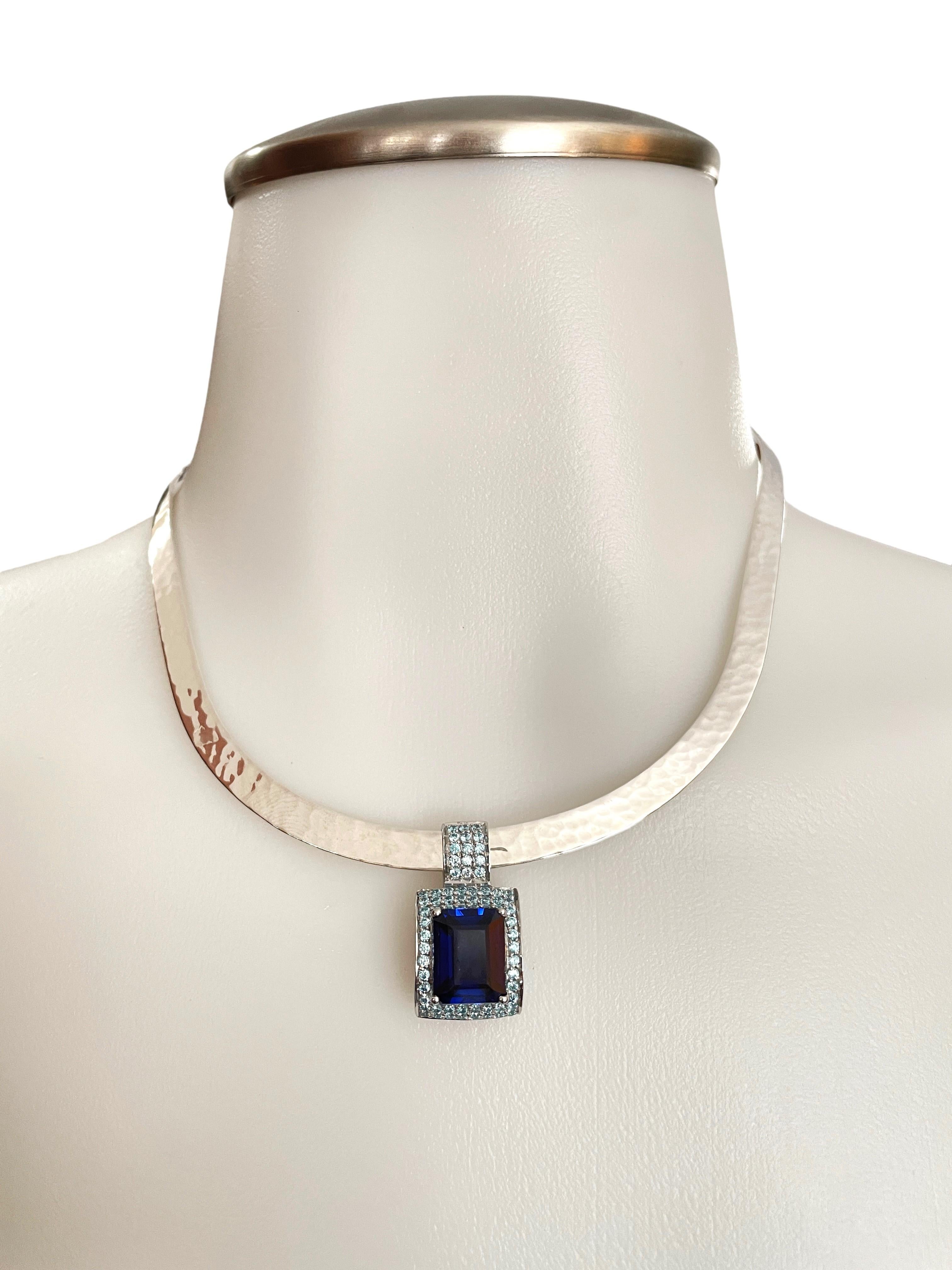 New African If 10.7 Carat Deep Blue and Neon Blue Sapphire Sterling ...