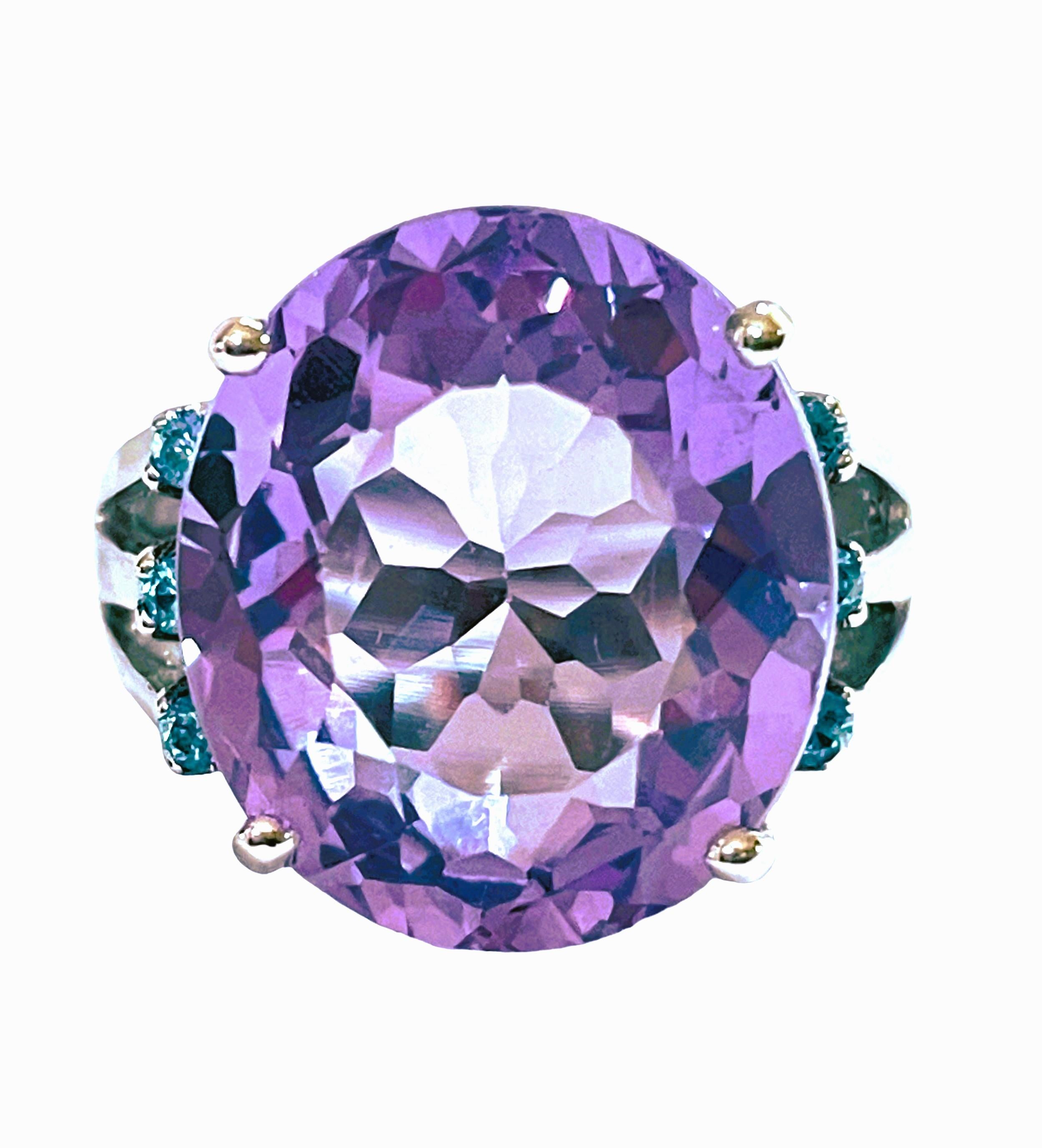 New African IF 11.8 Carat Purple and Blue Sapphire and Apatite Sterling ...
