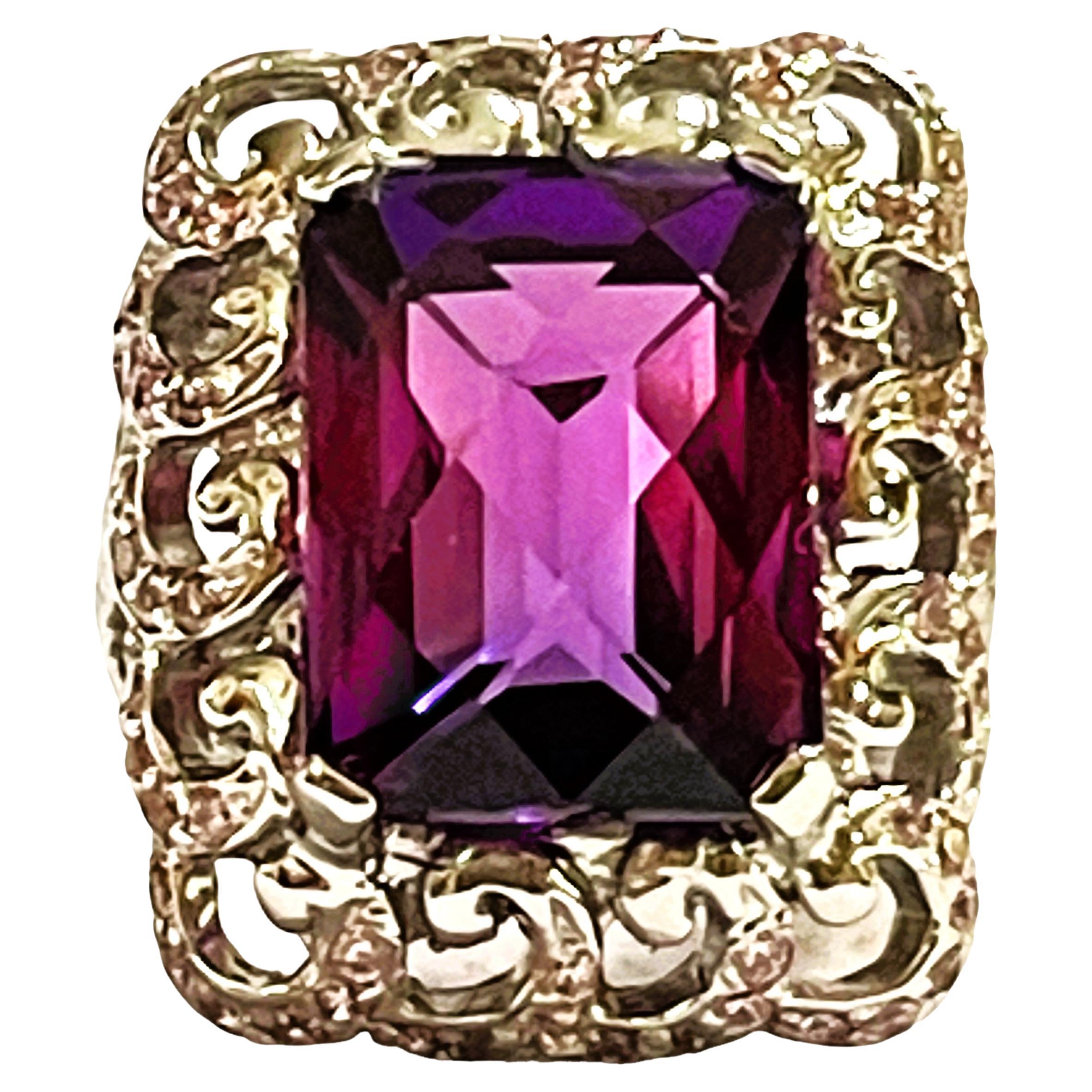 New African IF 12.80 Carat Purple Blue Sapphire Sterling Filigree Ring ...