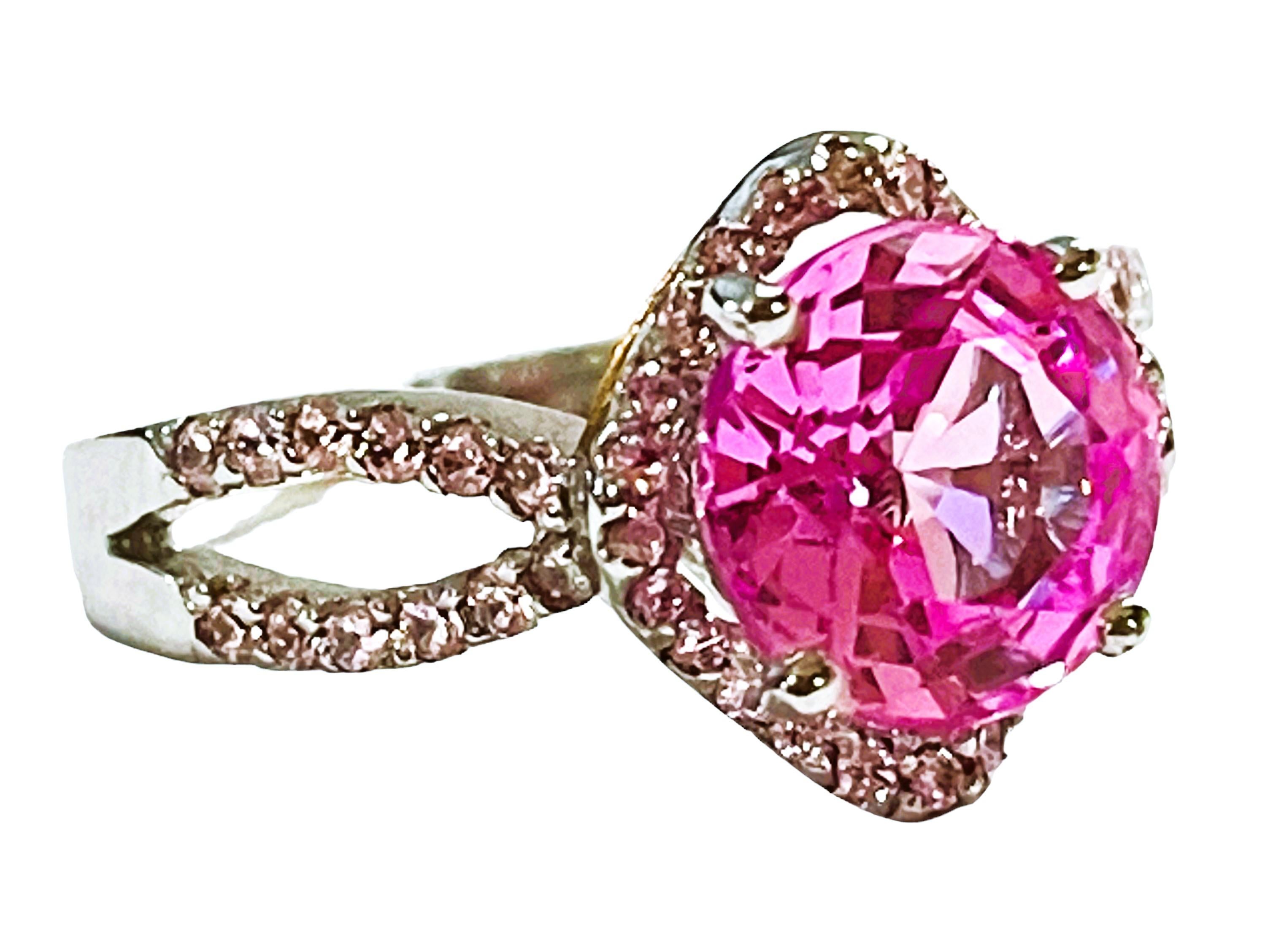 New African IF 2 Ct Platinum Pink and Light Pink Sapphire Sterling Ring ...