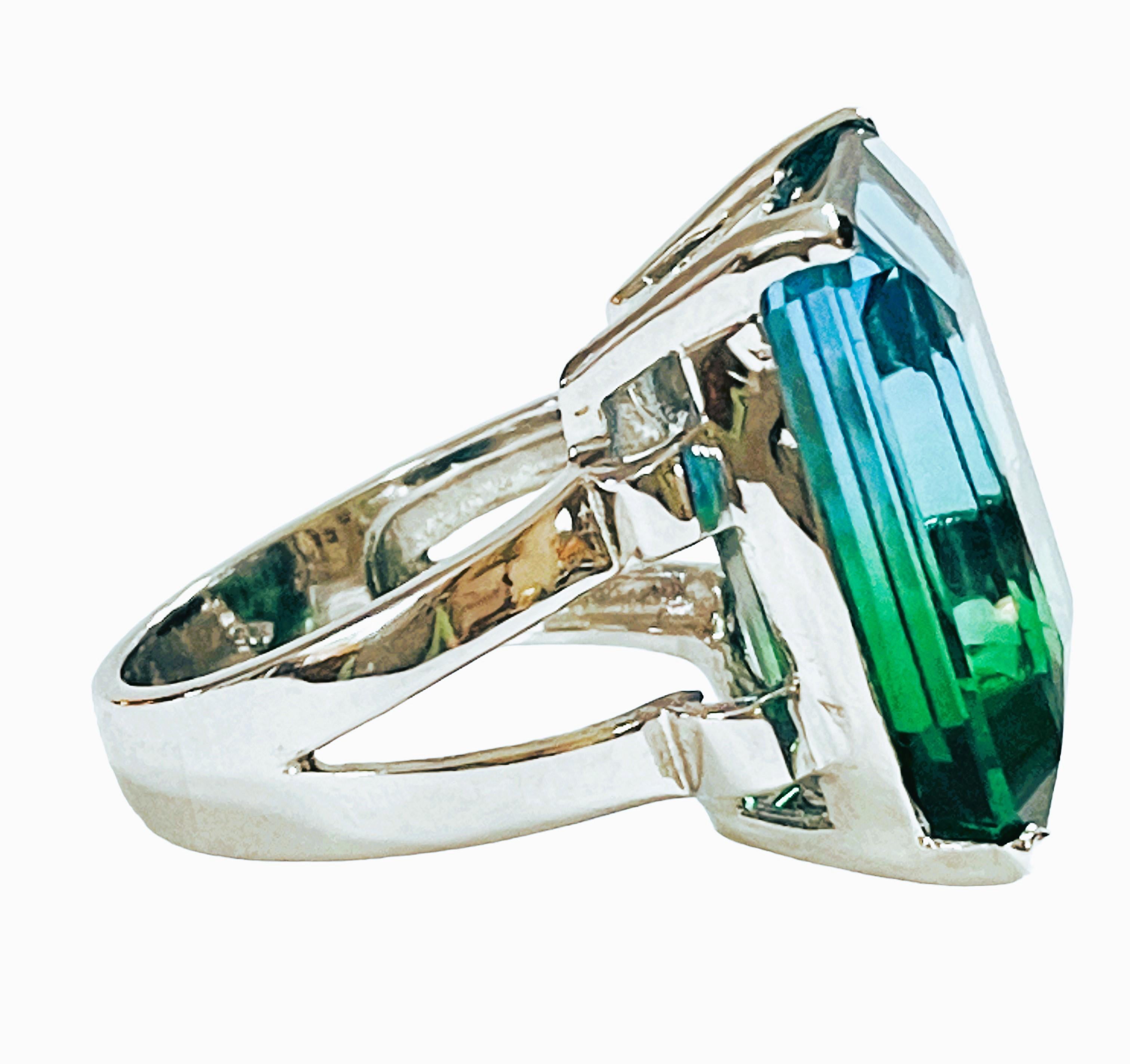 New African IF 22 Carat Blue Green Ametrine Sterling Ring at 1stDibs
