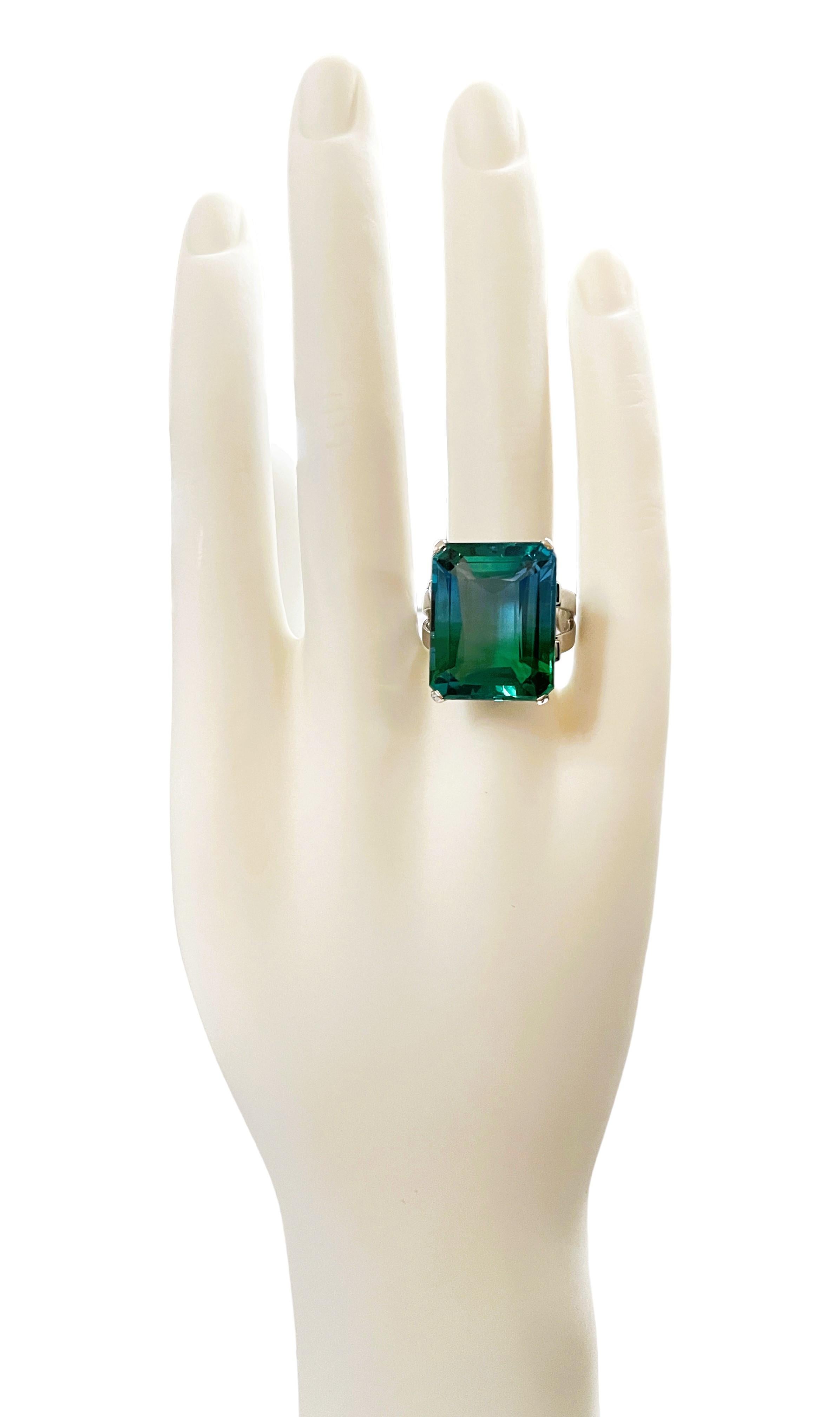 New African IF 22 Carat Blue Green Ametrine Sterling Ring at 1stDibs