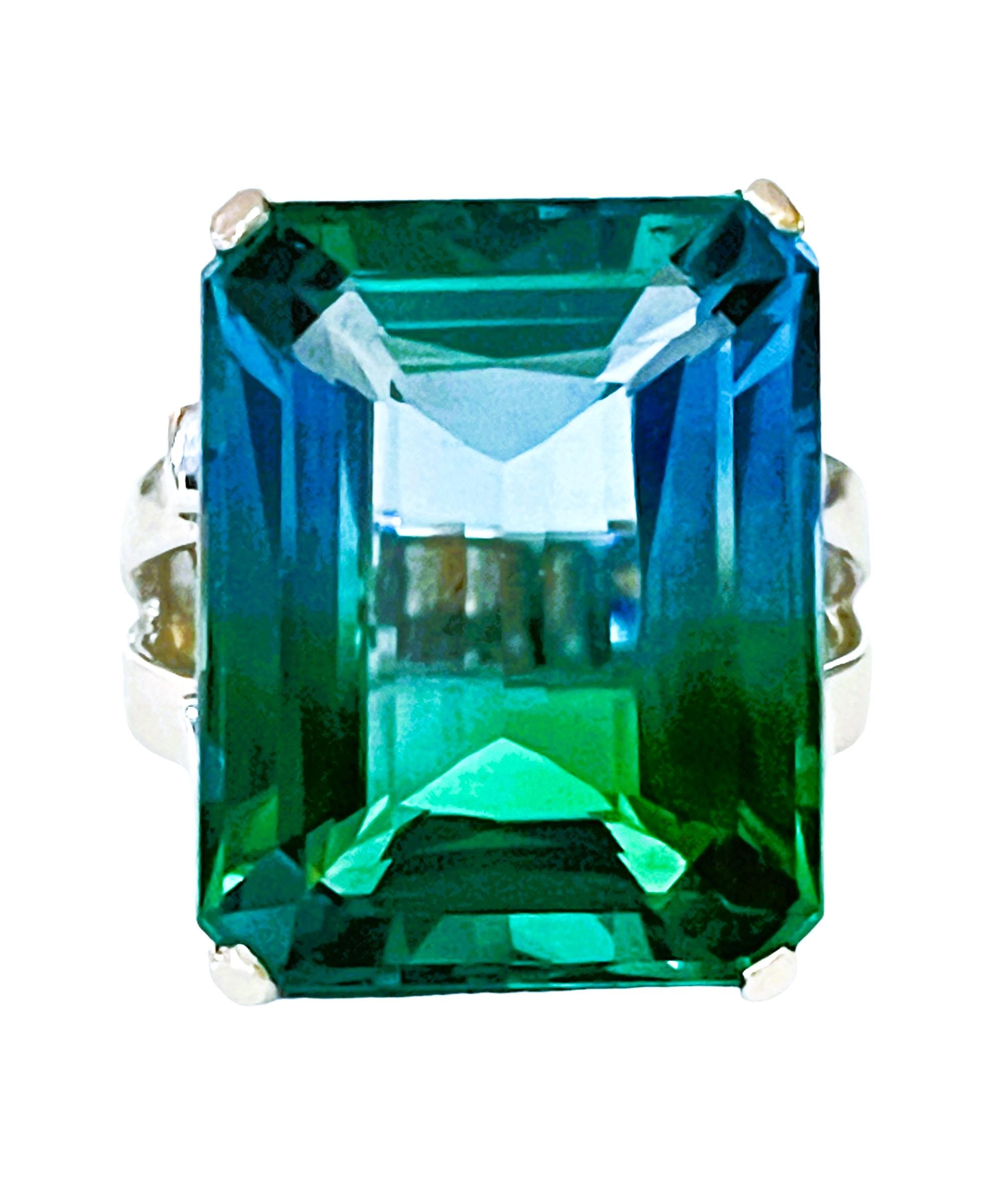 New African IF 22 Carat Blue Green Ametrine Sterling Ring at 1stDibs