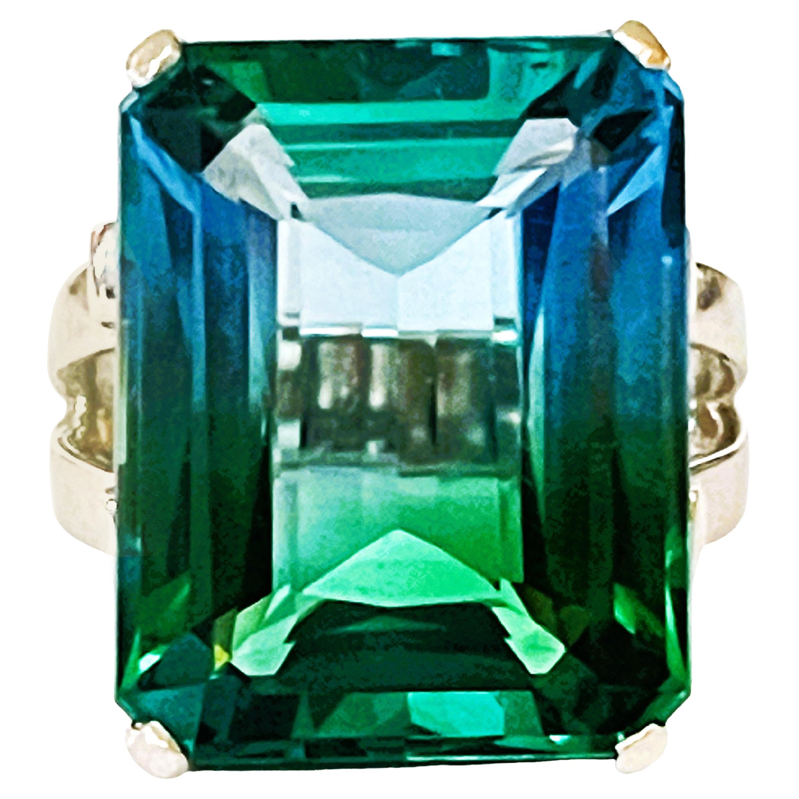 New African IF 22 Carat Blue Green Ametrine Sterling Ring at 1stDibs
