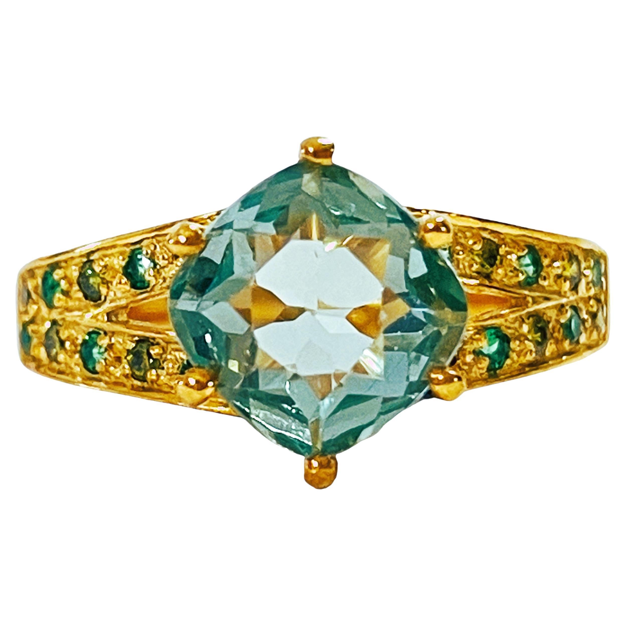 New African IF 2.40ct Green Paraiba Tourmaline and Tsavorite Ygold ...