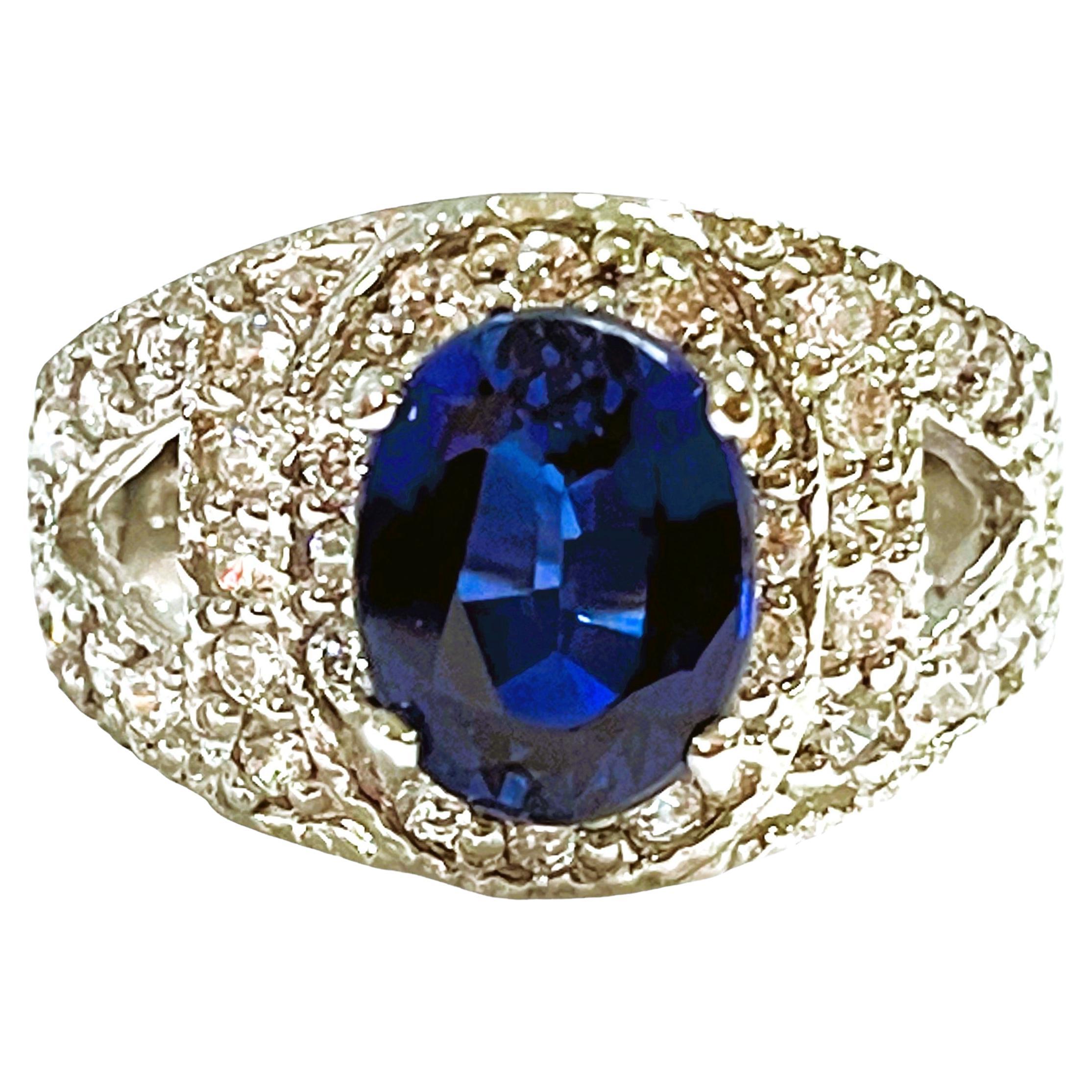 New African IF 2.8 Ct Kashmir Blue and White Sapphire Sterling Ring at ...