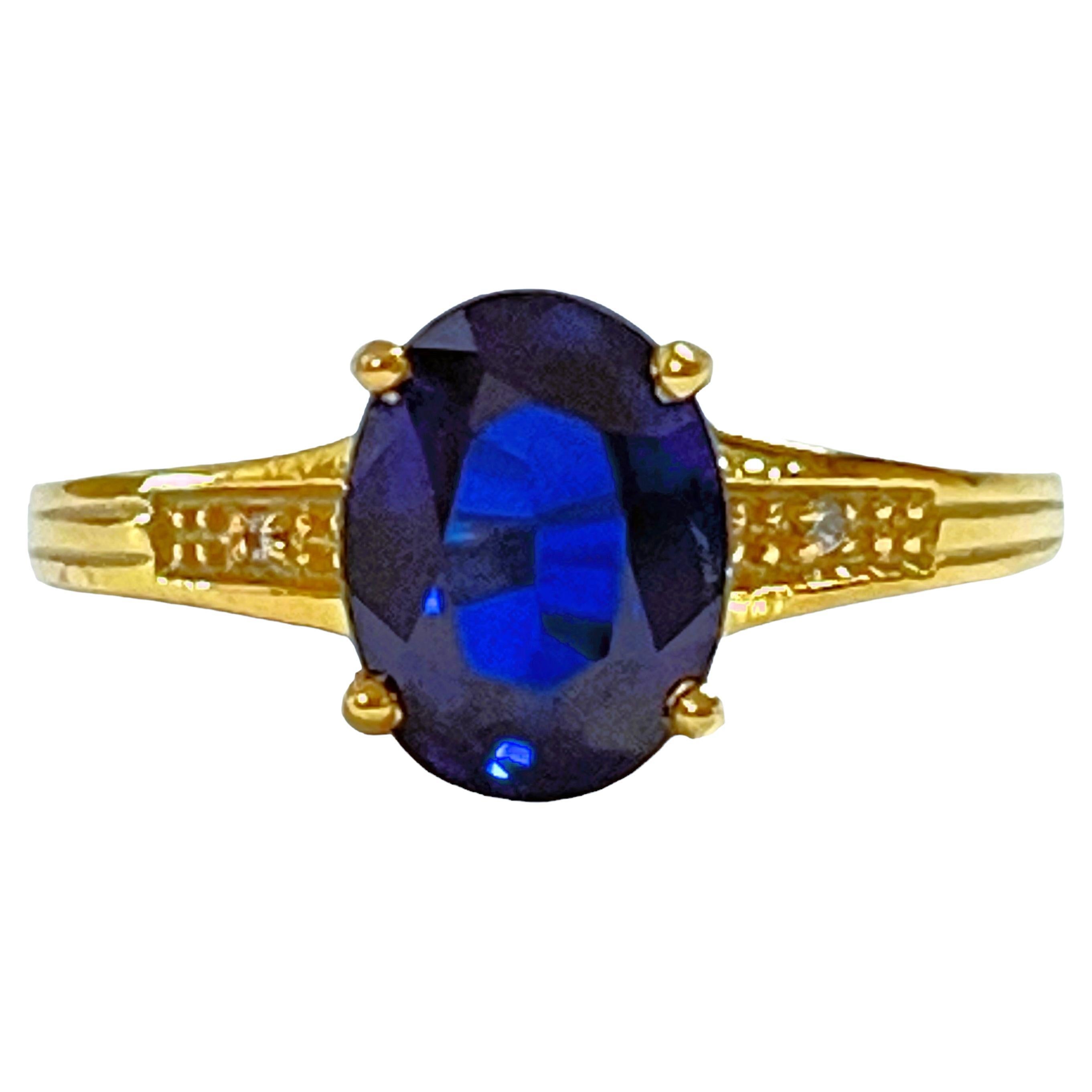 New African IF Kashmir Blue Sapphire and White Sapphire Sterling Ring 7 ...
