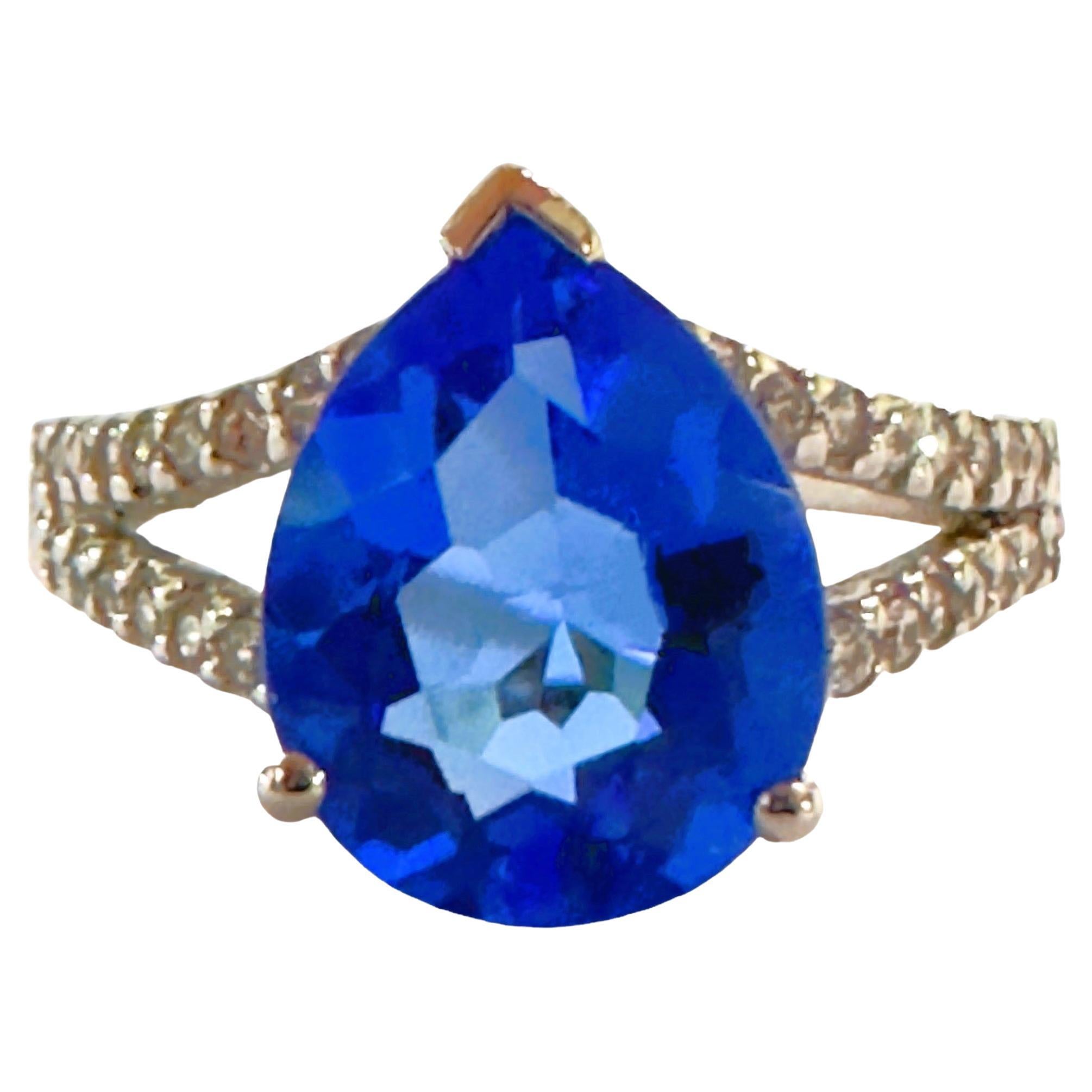 Large Sterling Blue and White Topaz Eye Ring Size 6 For Sale at 1stDibs
