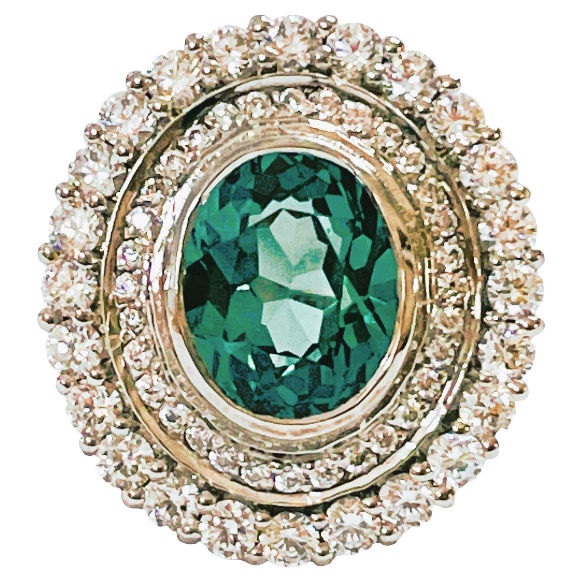 New African IF 3.10 Carat Green Sapphire and White Sapphire Sterling ...