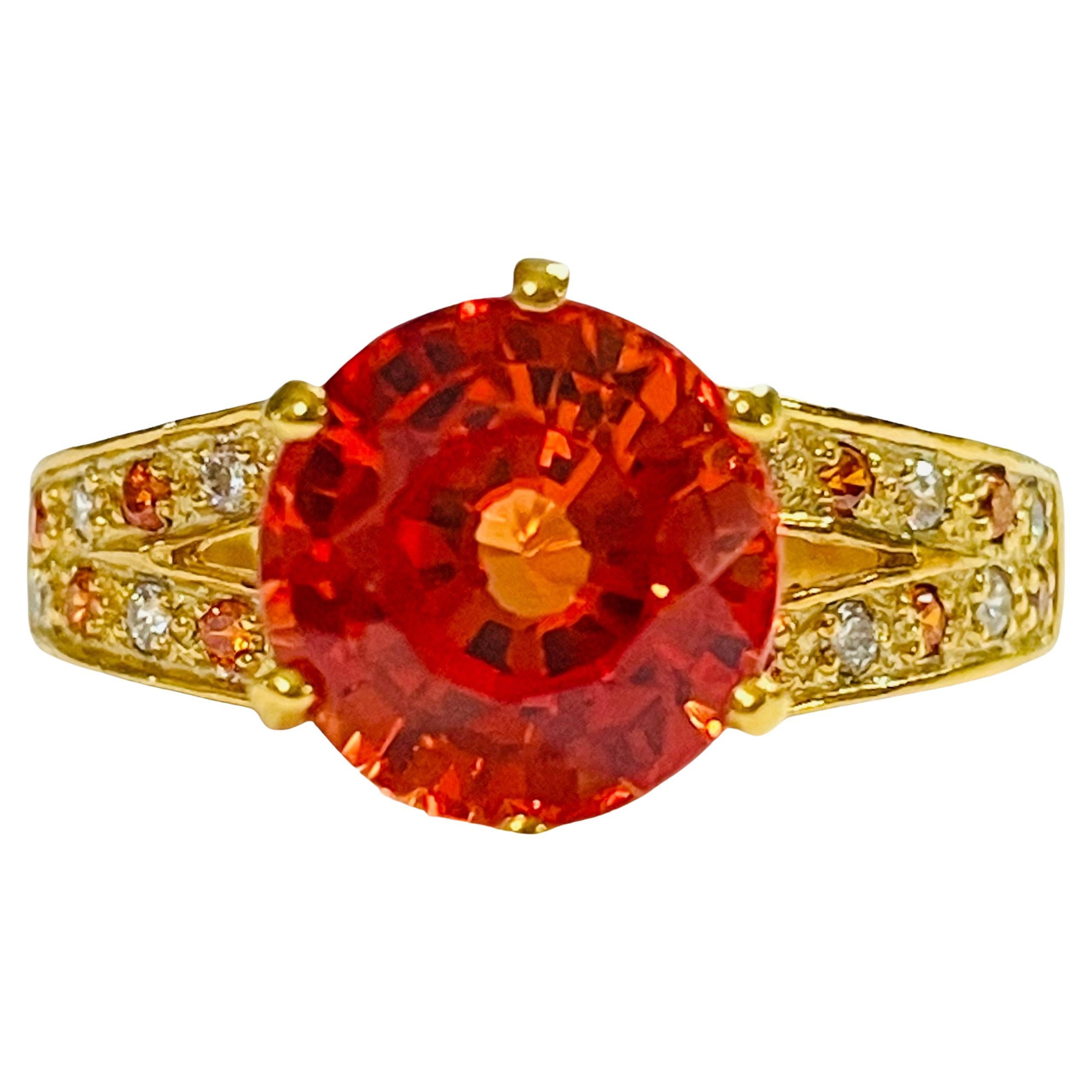 New African IF 3.10 Ct Orange and White Sapphire YGold Plate Sterling ...