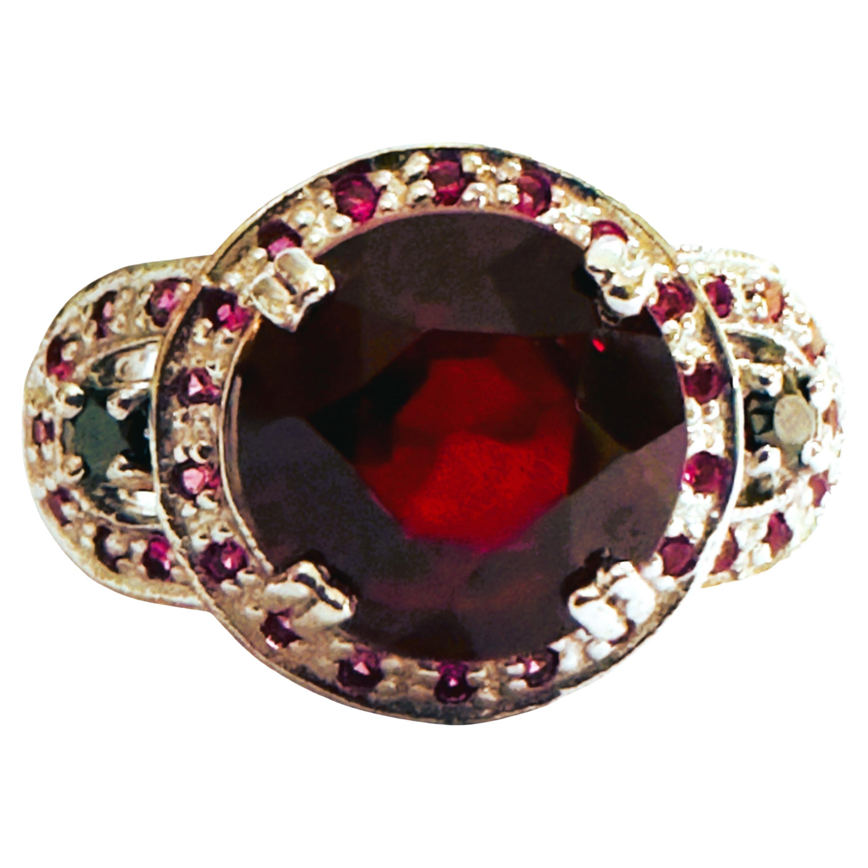 New African IF 3.50 ct Red Ruby and Sapphire Sterling Ring Size 6.25 ...