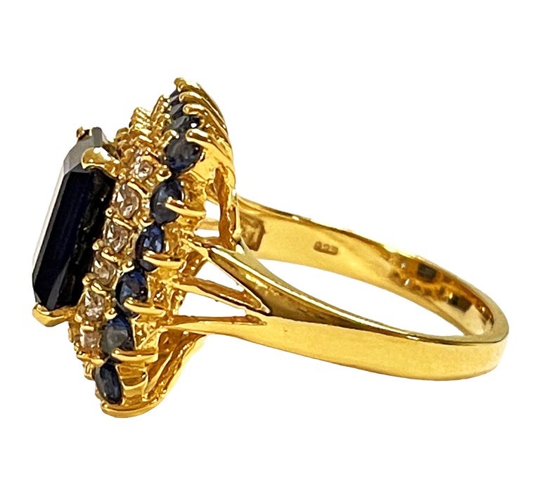 New African IF 3.70ct Kashmir and Royal Blue Sapphire Ygold Plated ...