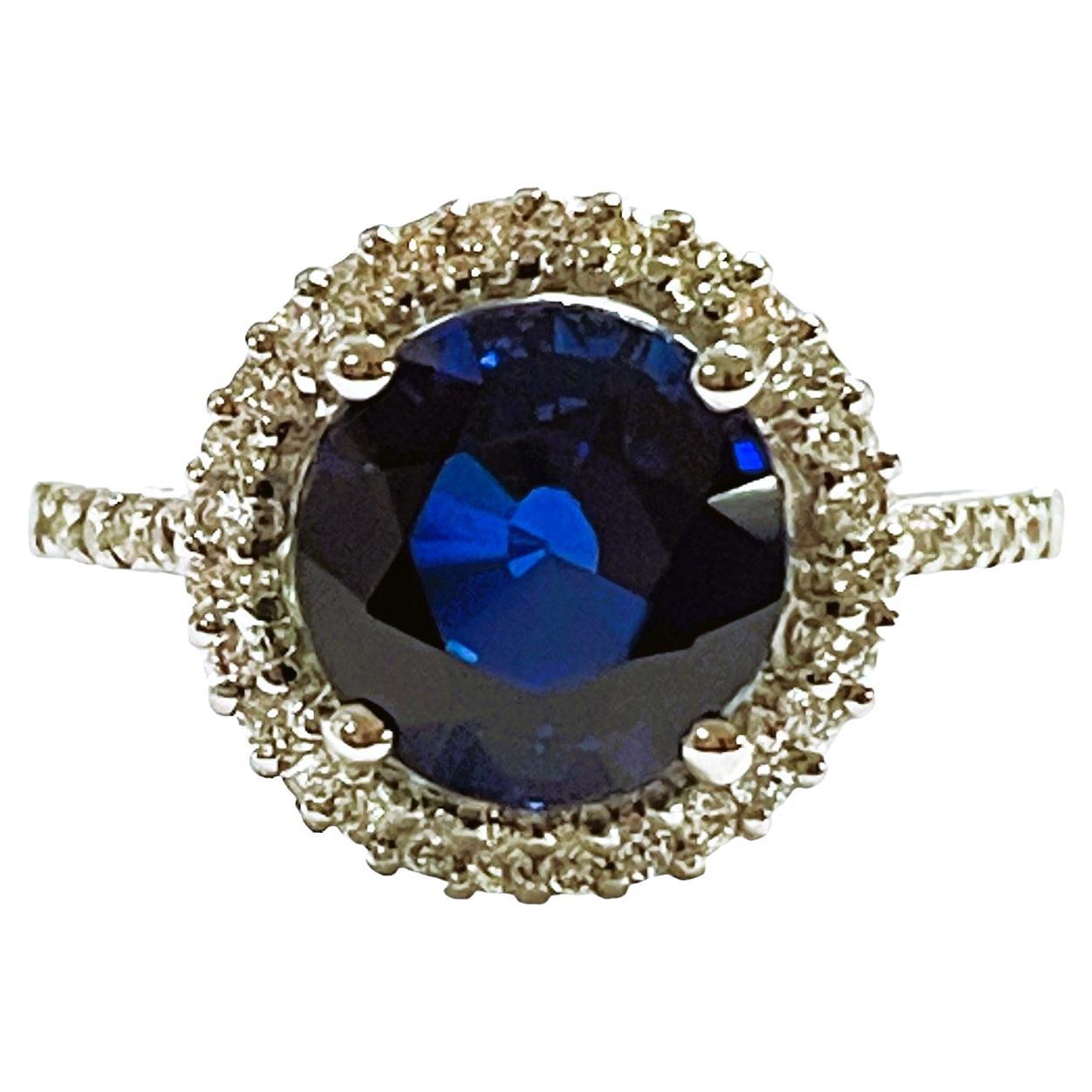 New African IF 4ct Kashmir Blue and White Sapphire Sterling Ring at 1stDibs