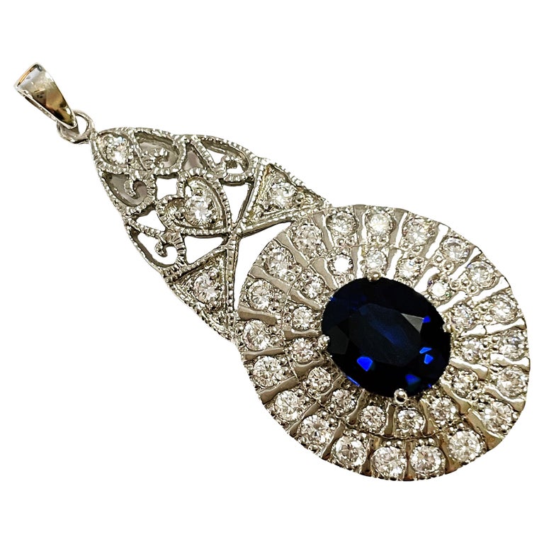 Pendentif africain neuf en argent sterling avec saphir bleu du ...