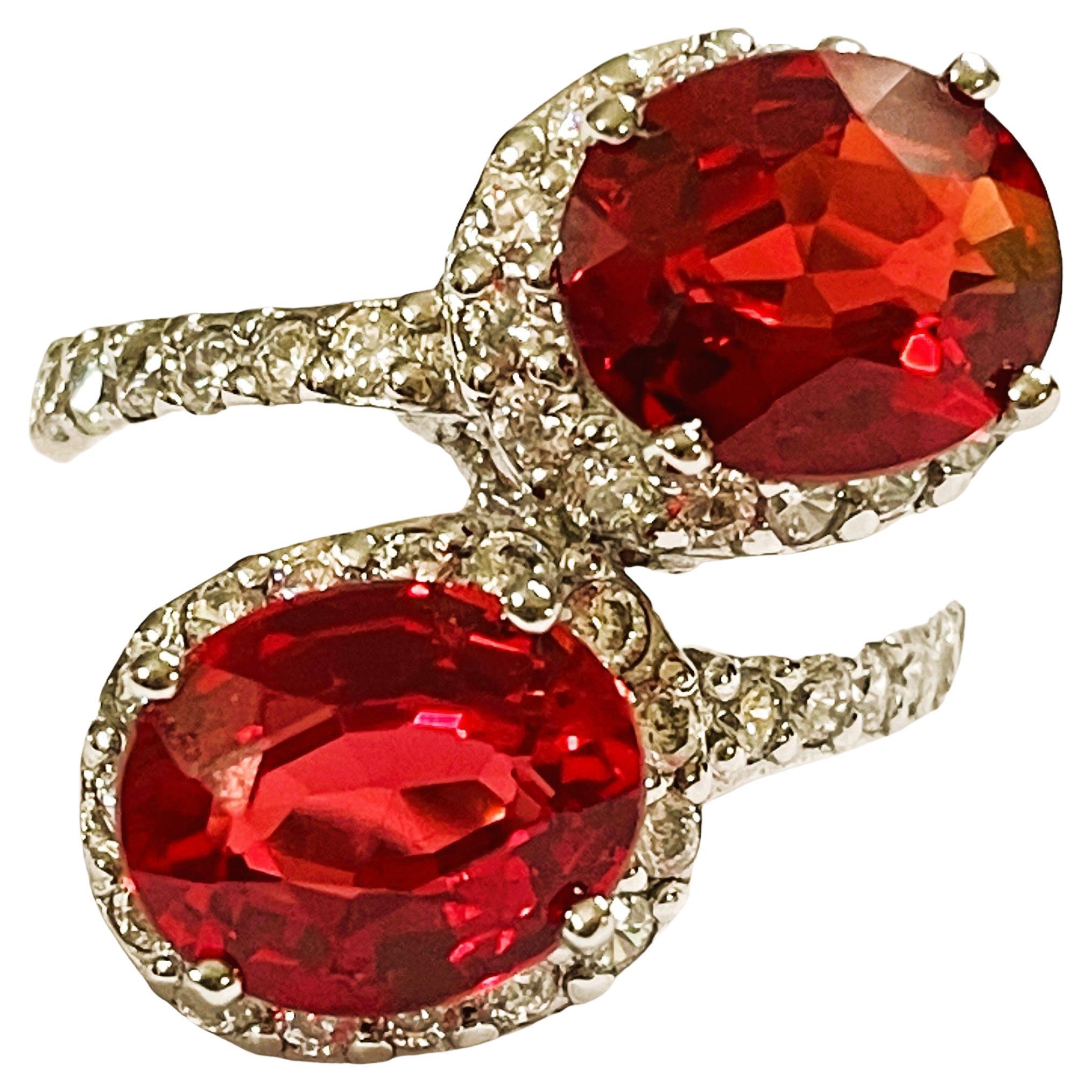 New African IF 8.0ct Swiss Blue Topaz and White Sapphire Sterling Ring ...