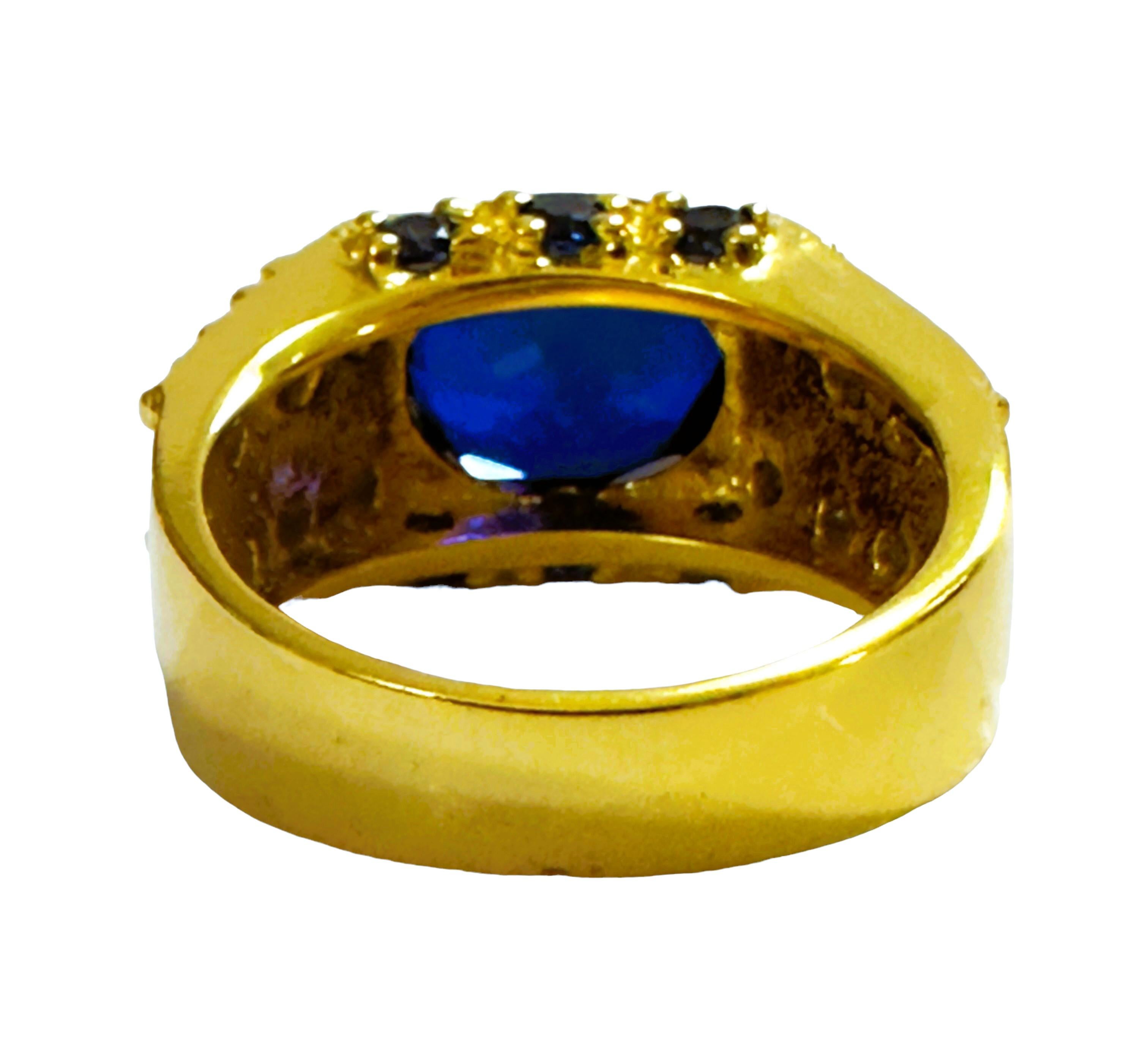 New African IF 5.30 C1 Deep Blue Sapphire and Royal Blue Sapphire Sterling Ring For Sale at 1stDibs