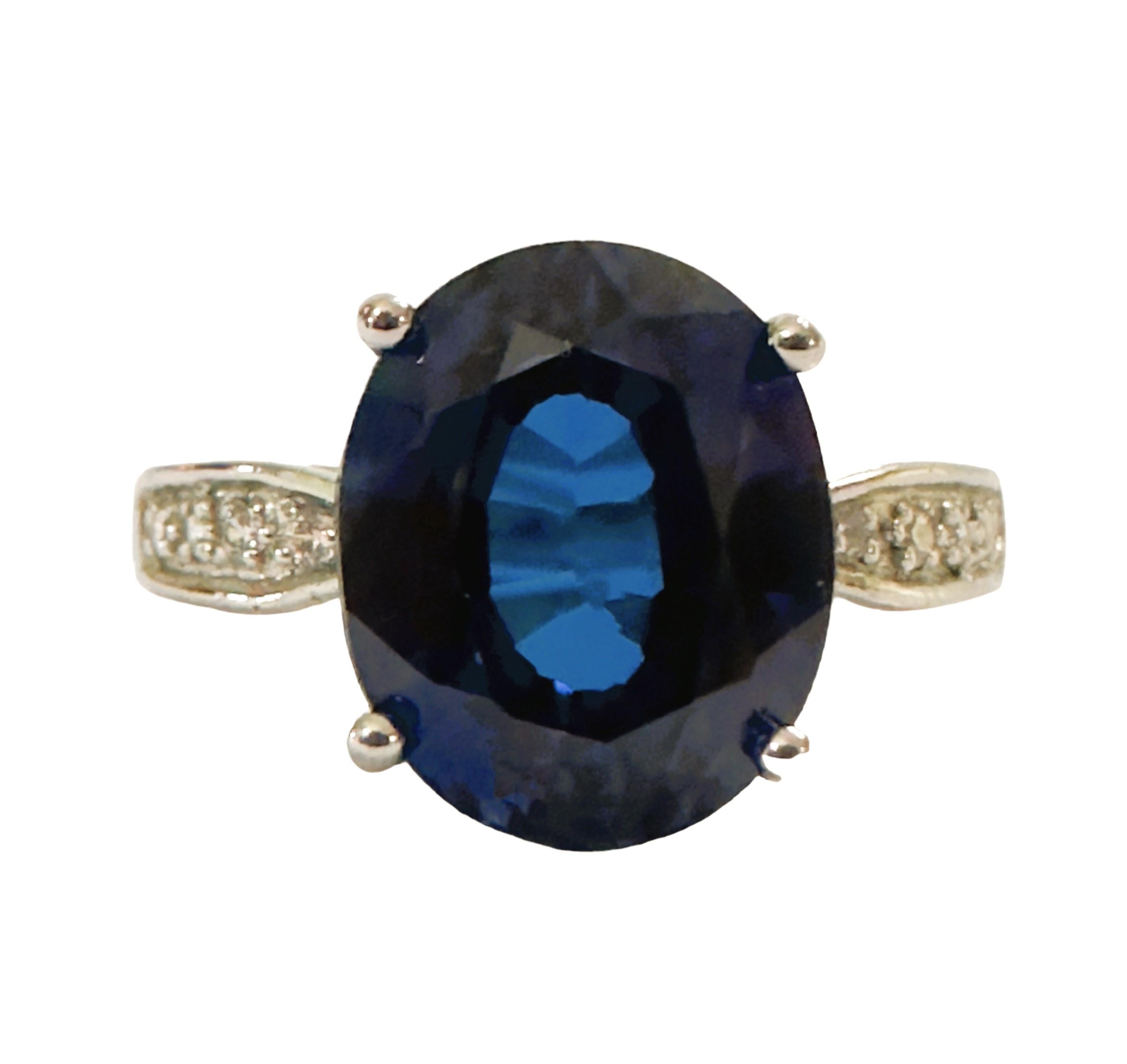 New African IF 6 Ct Deep Blue and White Sapphire Sterling Ring at 1stDibs