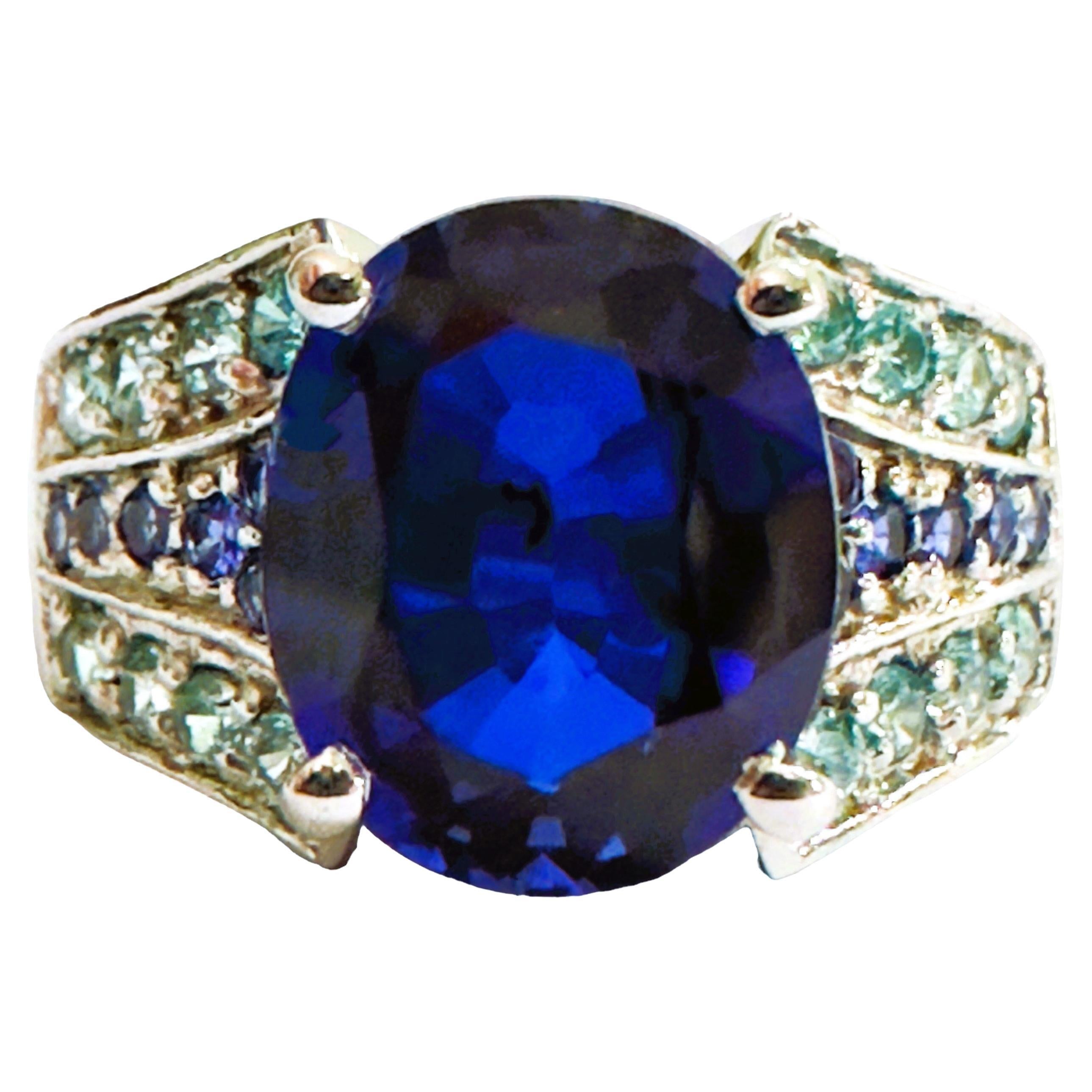 New African If .80 C1 Carat Deep Blue Sapphire Sterling Ring For Sale ...
