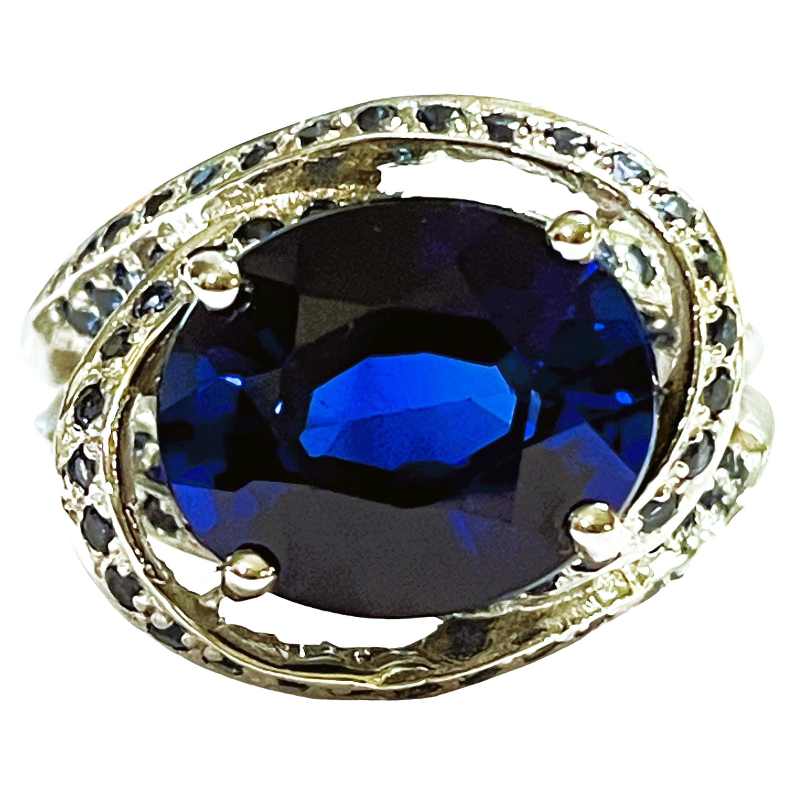 New African 8.80ct Swiss Blue Topaz and White Sapphire Sterling Ring at ...