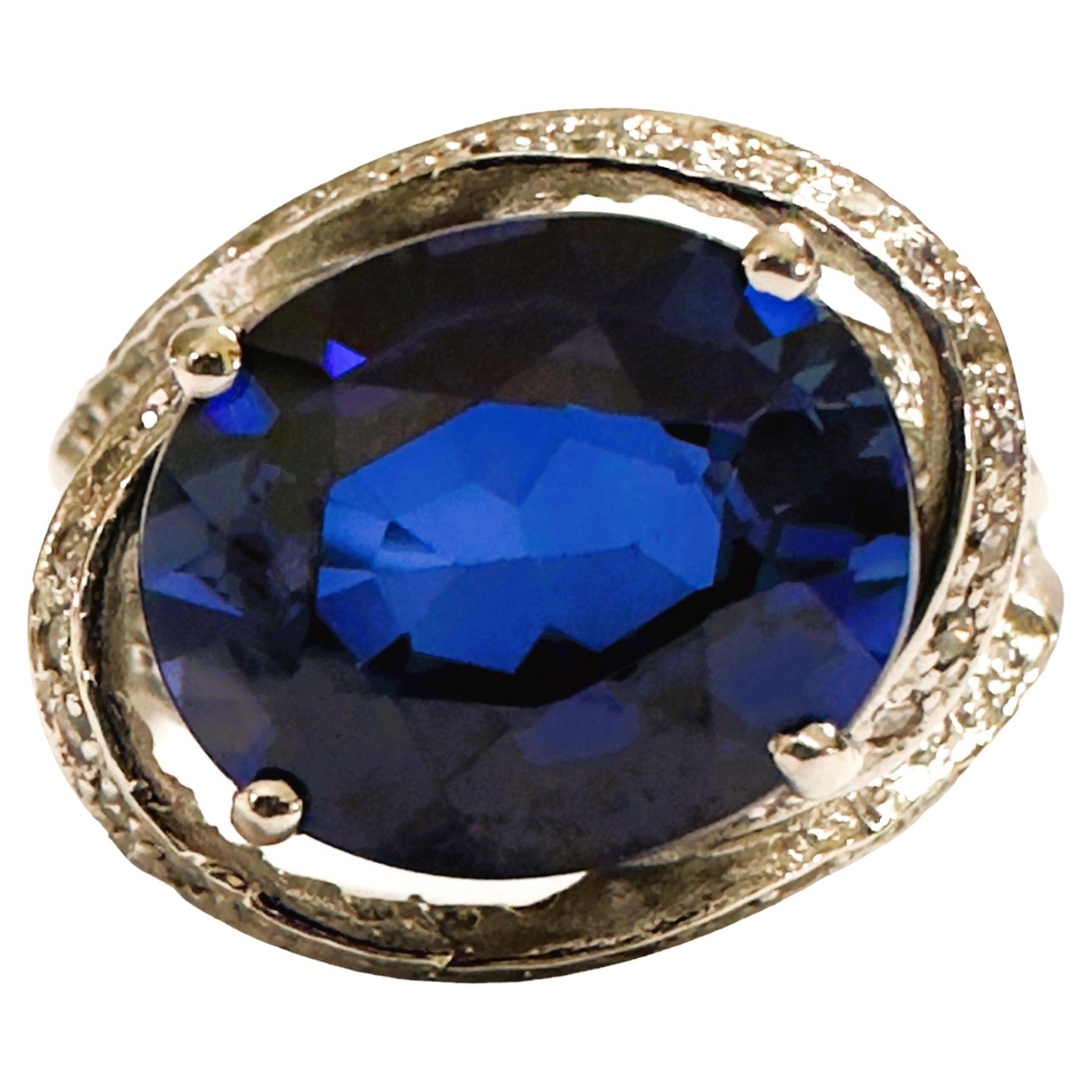 New African IF 1.9 Ct Deep Blue and Royal Blue Sapphire Sterling Ring ...