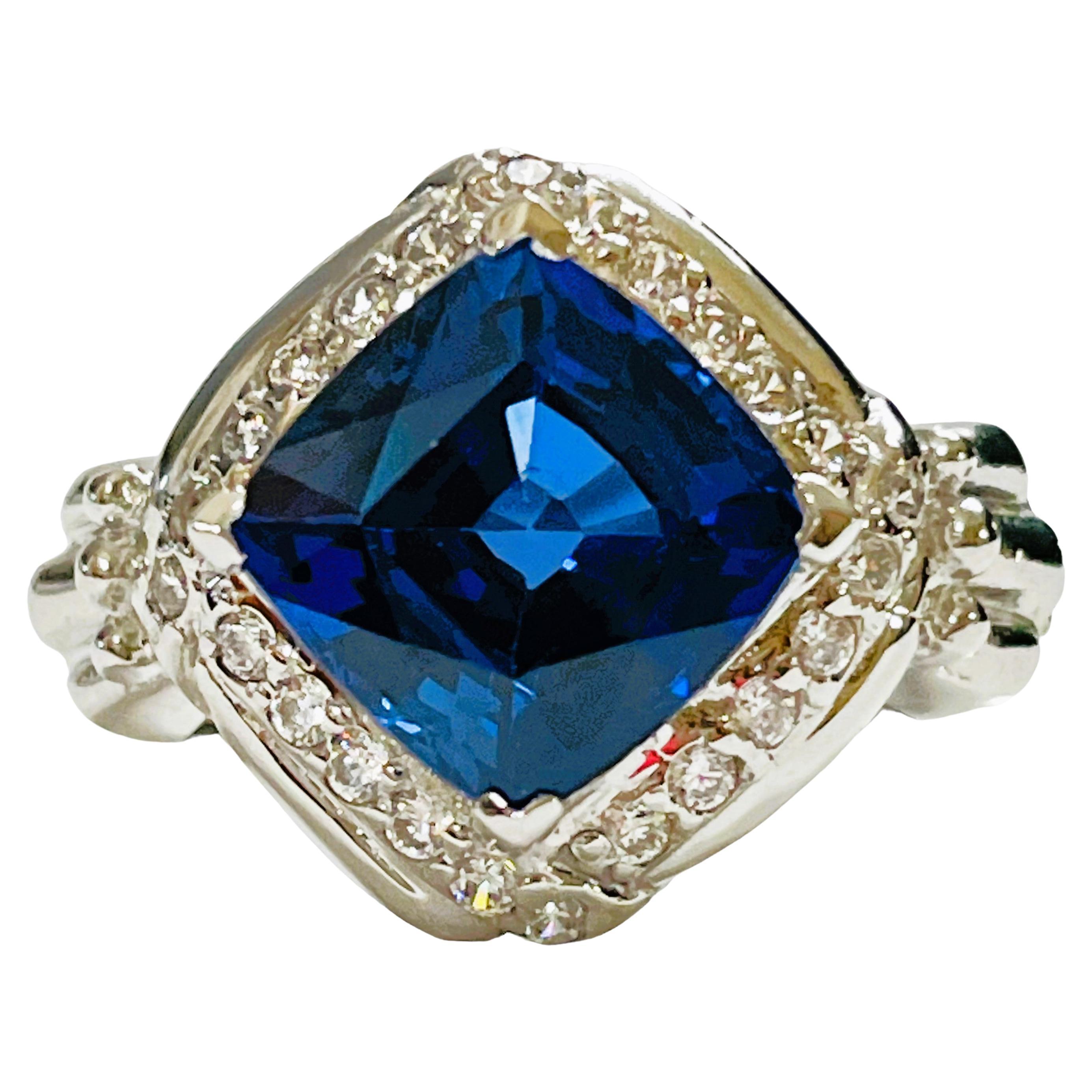 New African 3.10 Ct Kashmir Blue and White Sapphire Sterling Ring at ...
